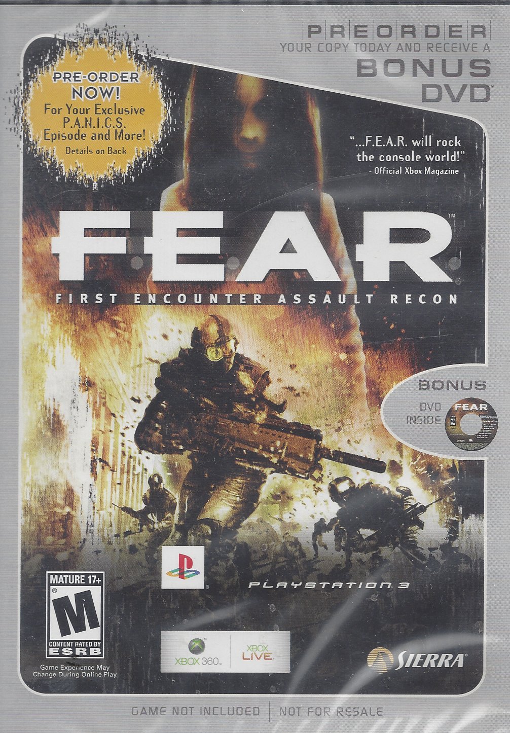 Amazon.com: Fear First Encounter Assault Recon Bonus Dvd (Game Not ...