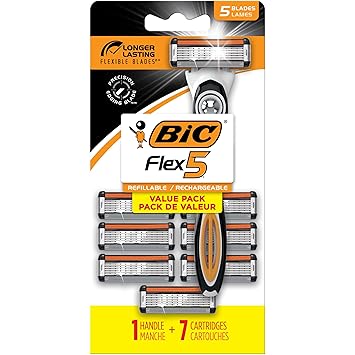 Amazon.com: BIC Flex 5 Refillable Razors for Men, Long-Lasting 5 Blade ...