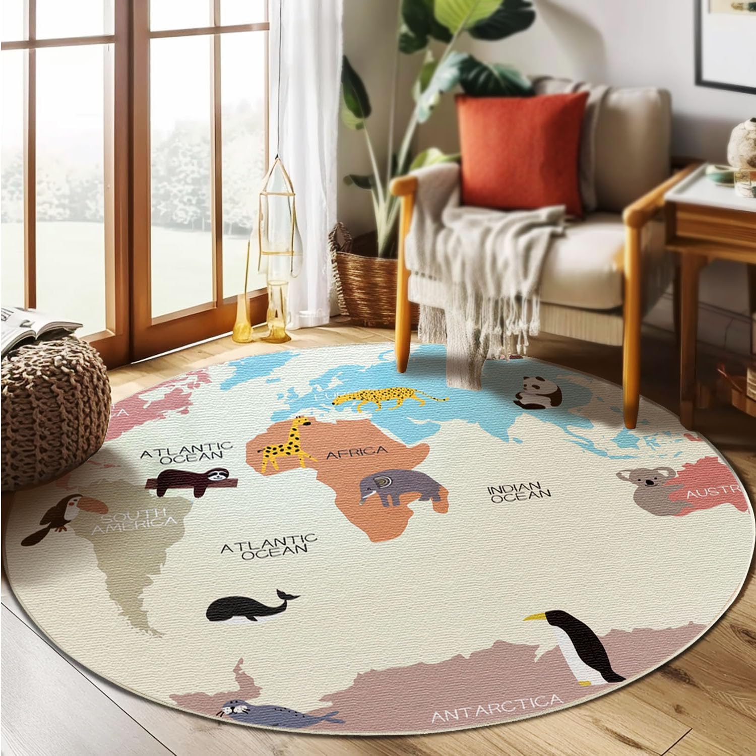 Amazon.com: World Map Area Rug for Kids - Non-Slip Play Mat for ...
