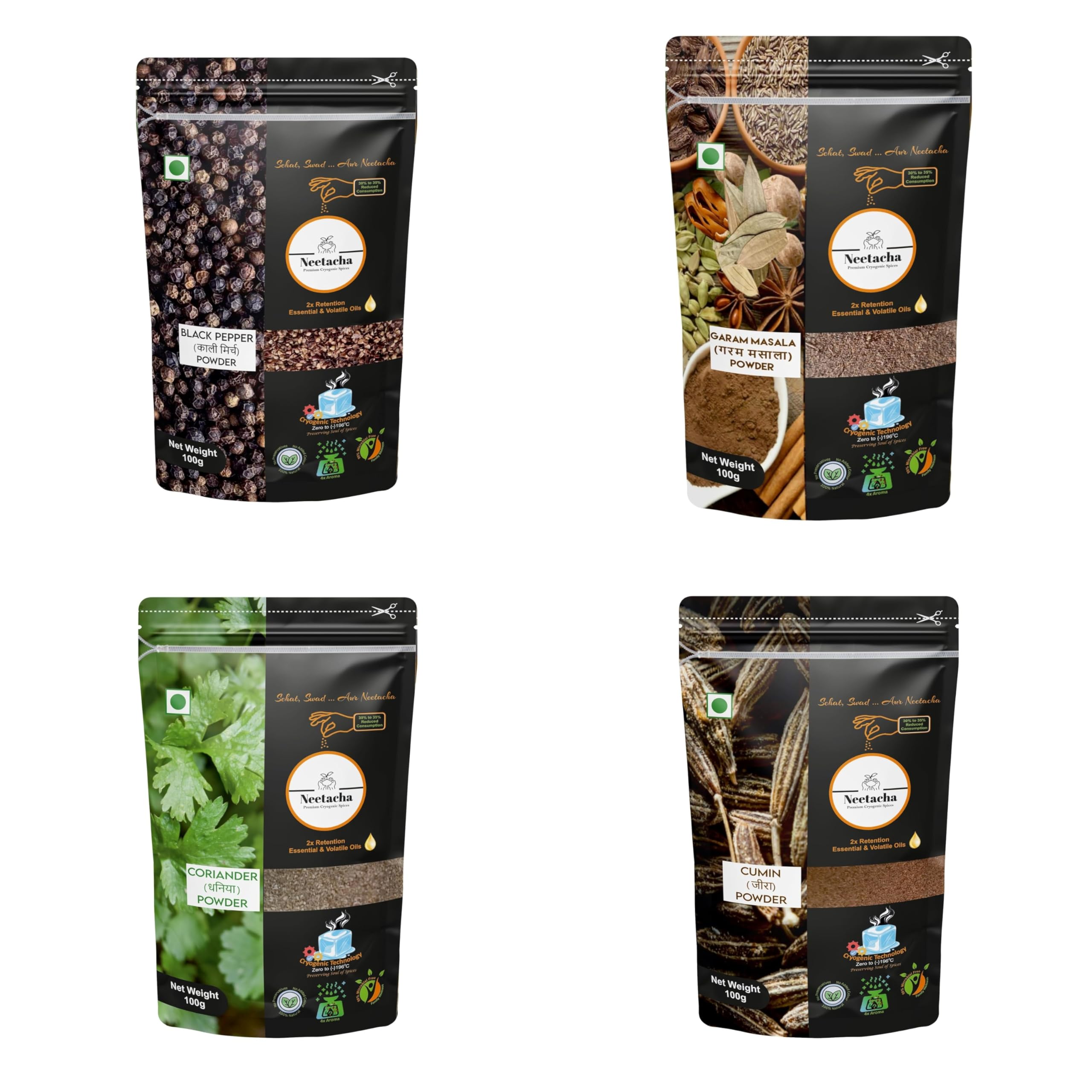 Neetacha Premium Cryogenic Black Pepper Garam Masala Coriander Cumin ...