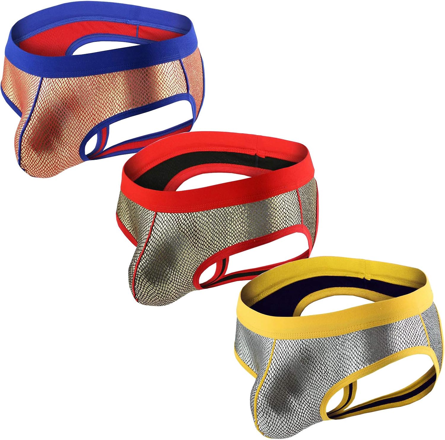 VCHOMI Men's Sexy Backless Low Rise Pouch Underwear Thongs 3-Pack XX ...