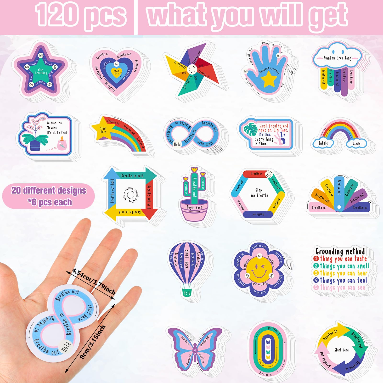 Snapklik.com : Kosiz 120 Pcs Breath Calm Anxiety Sensory Stickers ...