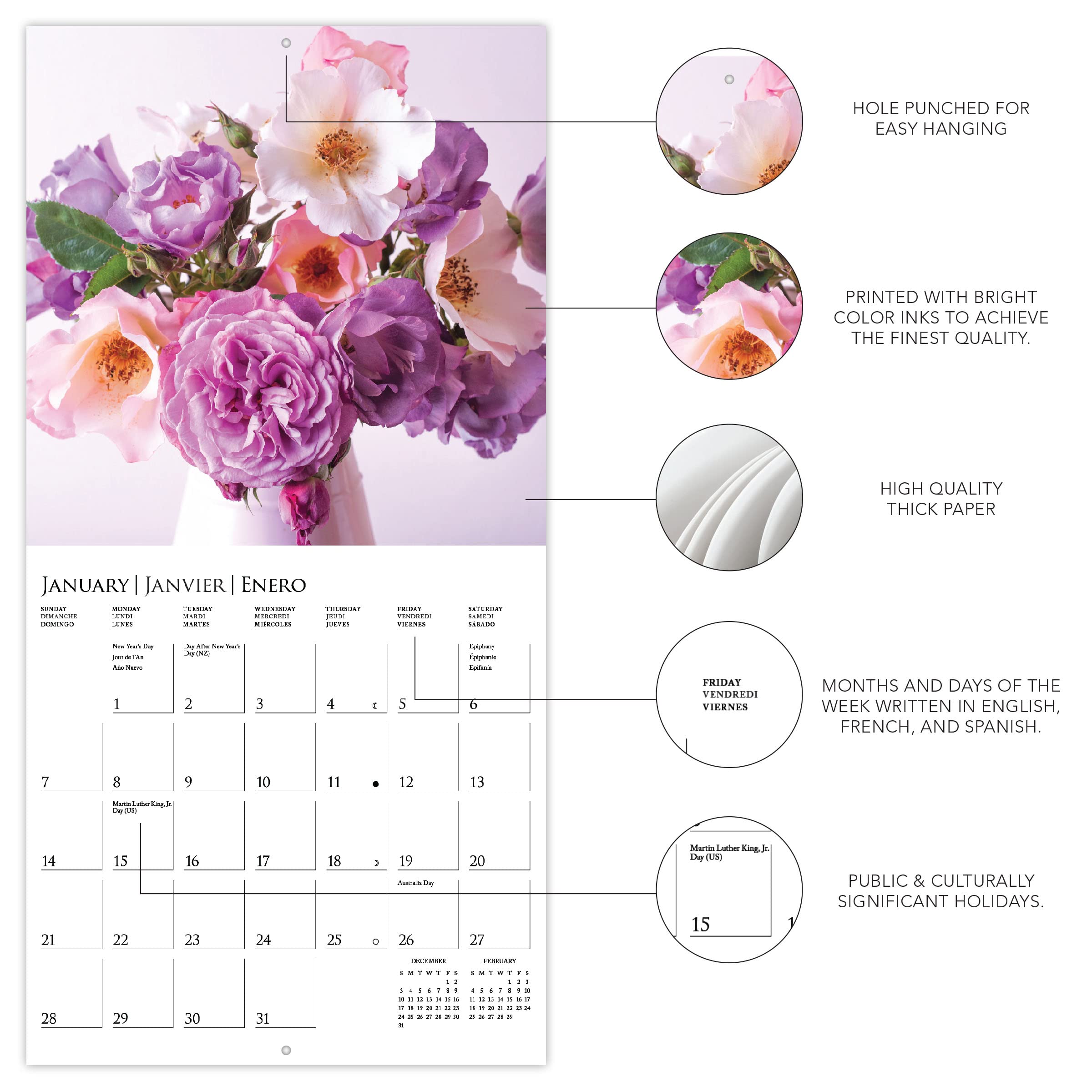 Snapklik.com : 2024 Garden Bouquets Mini Wall Calendar 7” X 7” Thick ...