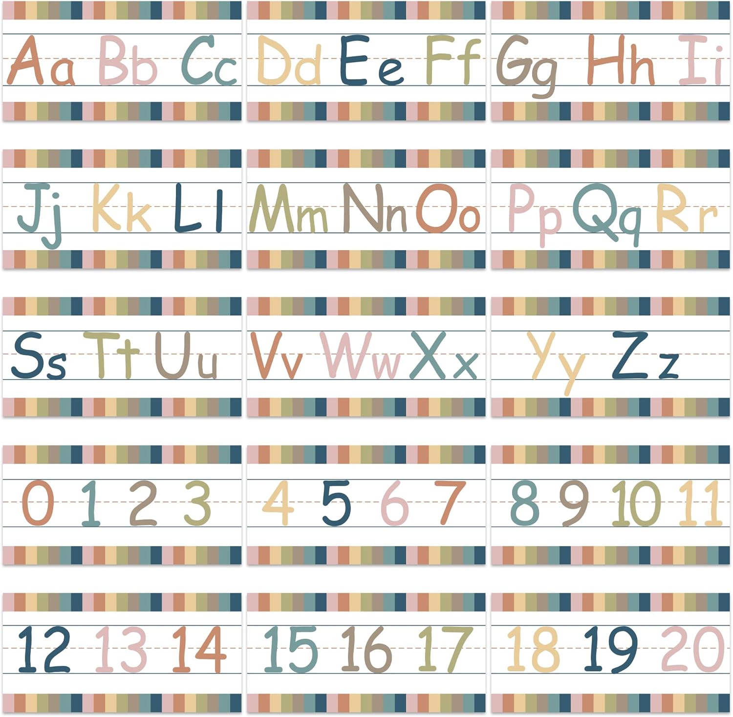 Amazon.com : 15 Pcs Boho Alphabet Bulletin Board Set Boho ABC Letters 0 ...