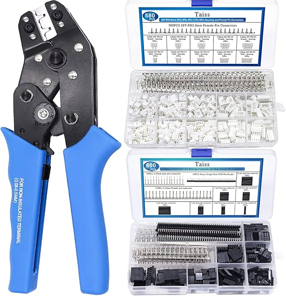Amazon.com: Taiss 580PCS JST PH Connector kit 2.0mm 2/3/4/5/6Pin Housing+ JST Crimping Tool ...