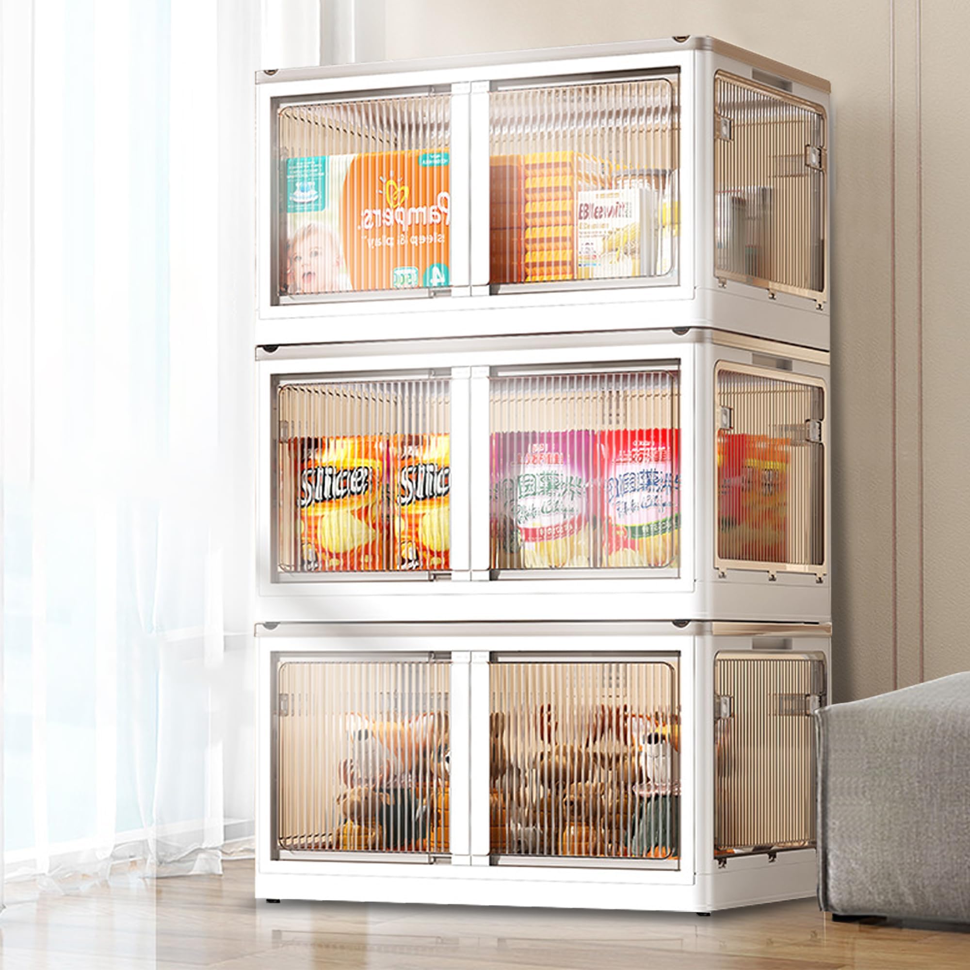 Amazon.com - SULIVES 3 Pack Storage Bins Collapsible, 12 Gal Clear ...