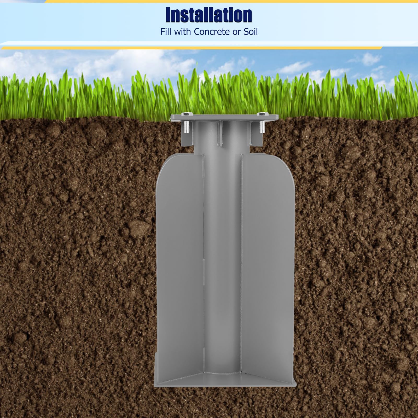 18lbs In-ground Umbrella Base with Umbrella Stand Tube, Universal ...