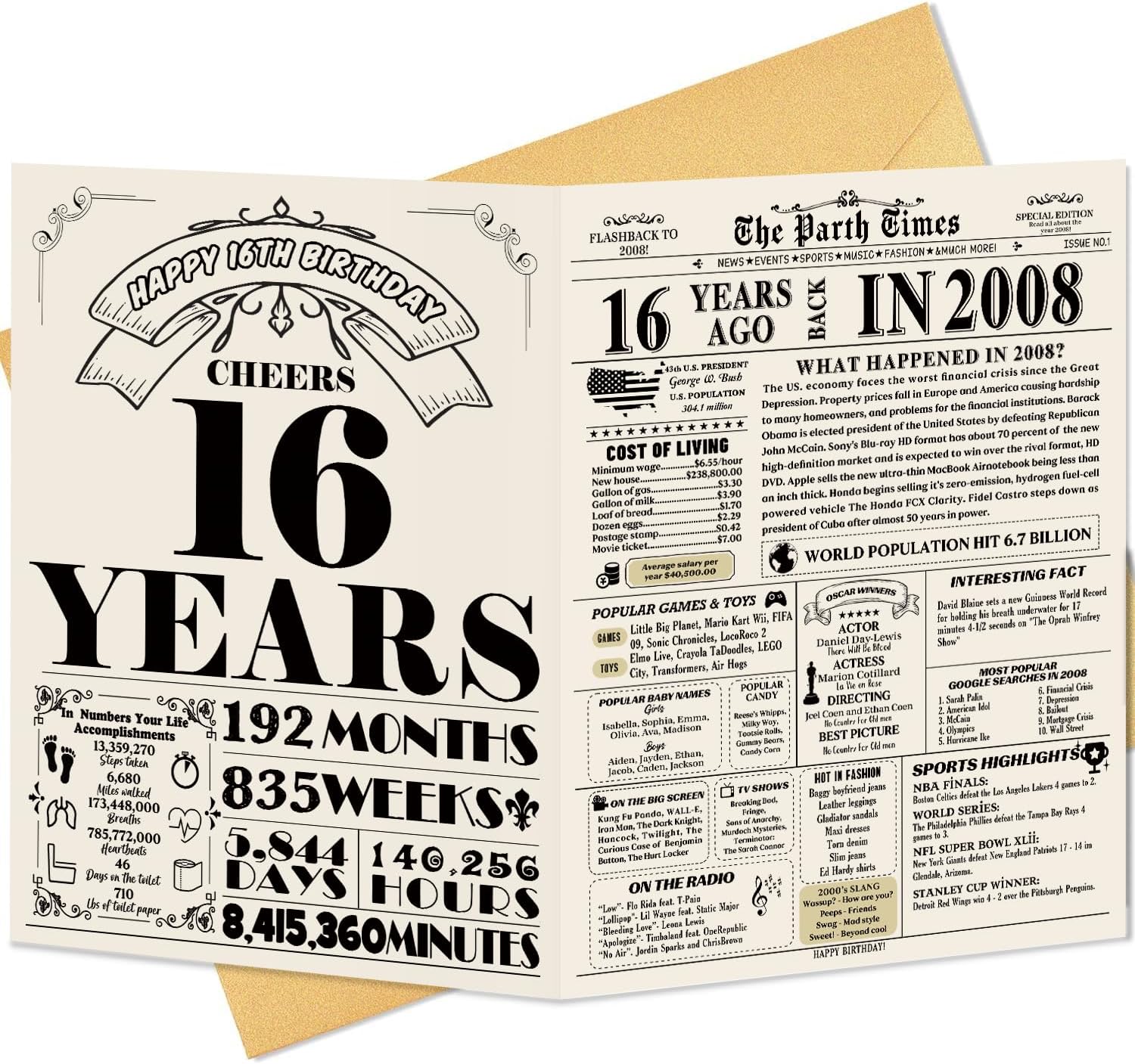 Amazon.com : MOCO PAPER Jumbo Happy 16th Birthday Card, 16th Birthday ...