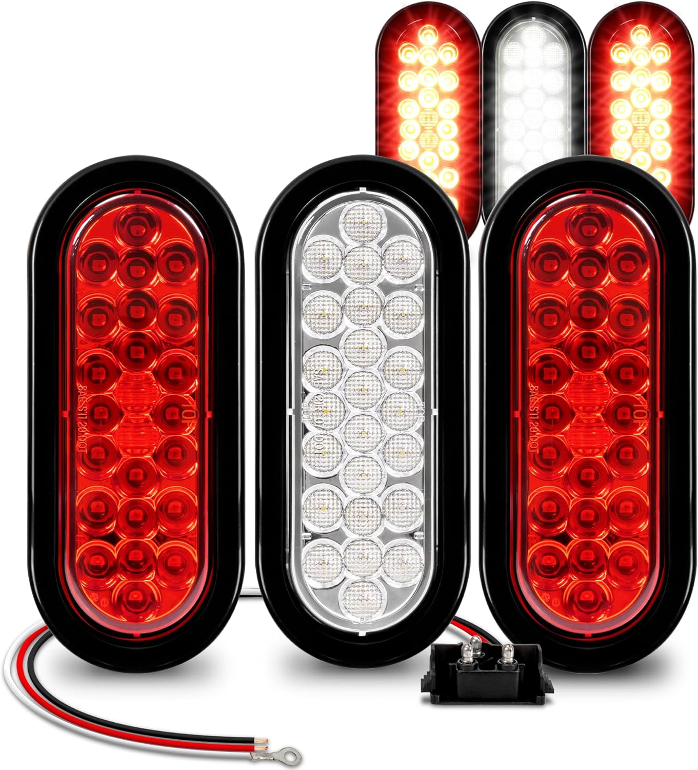 Amazon.com: TRUE MODS 4 Red + 2 White 6" Oval LED Trailer Tail Light ...