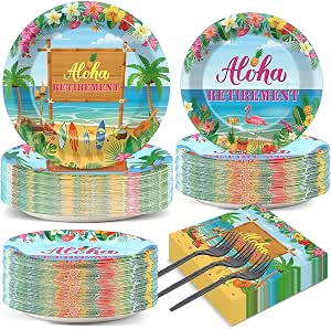 Amazon.com: 200PCS Tropical Hawaiian Luau Retirement Party Plates ...