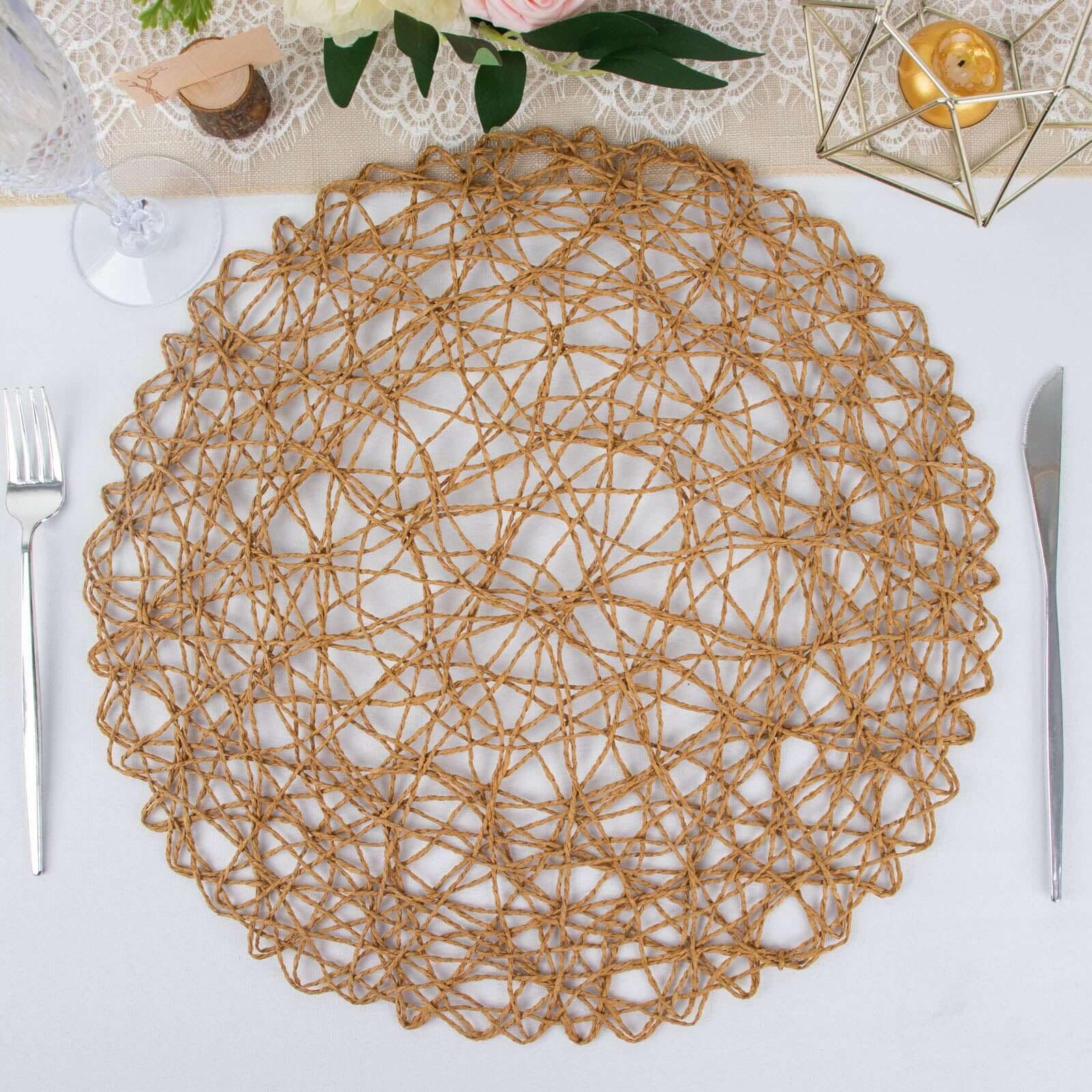 Amazon.com: TCF Linen 24 Pack 15" Natural Metallic String Round ...
