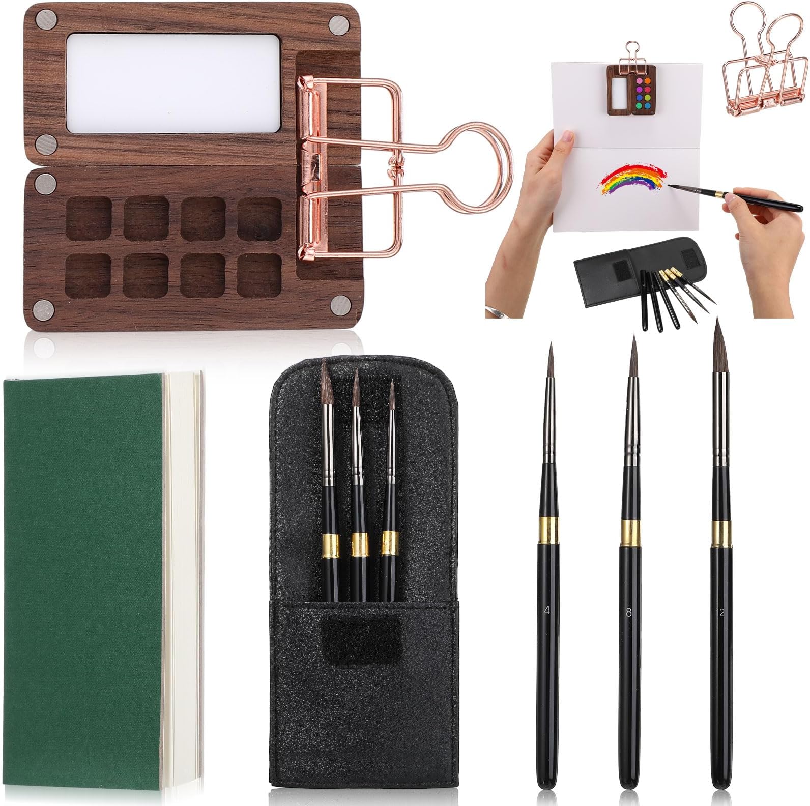 Amazon.com: Leadigol Wooden Mini Travel Paint Palette, Watercolor ...