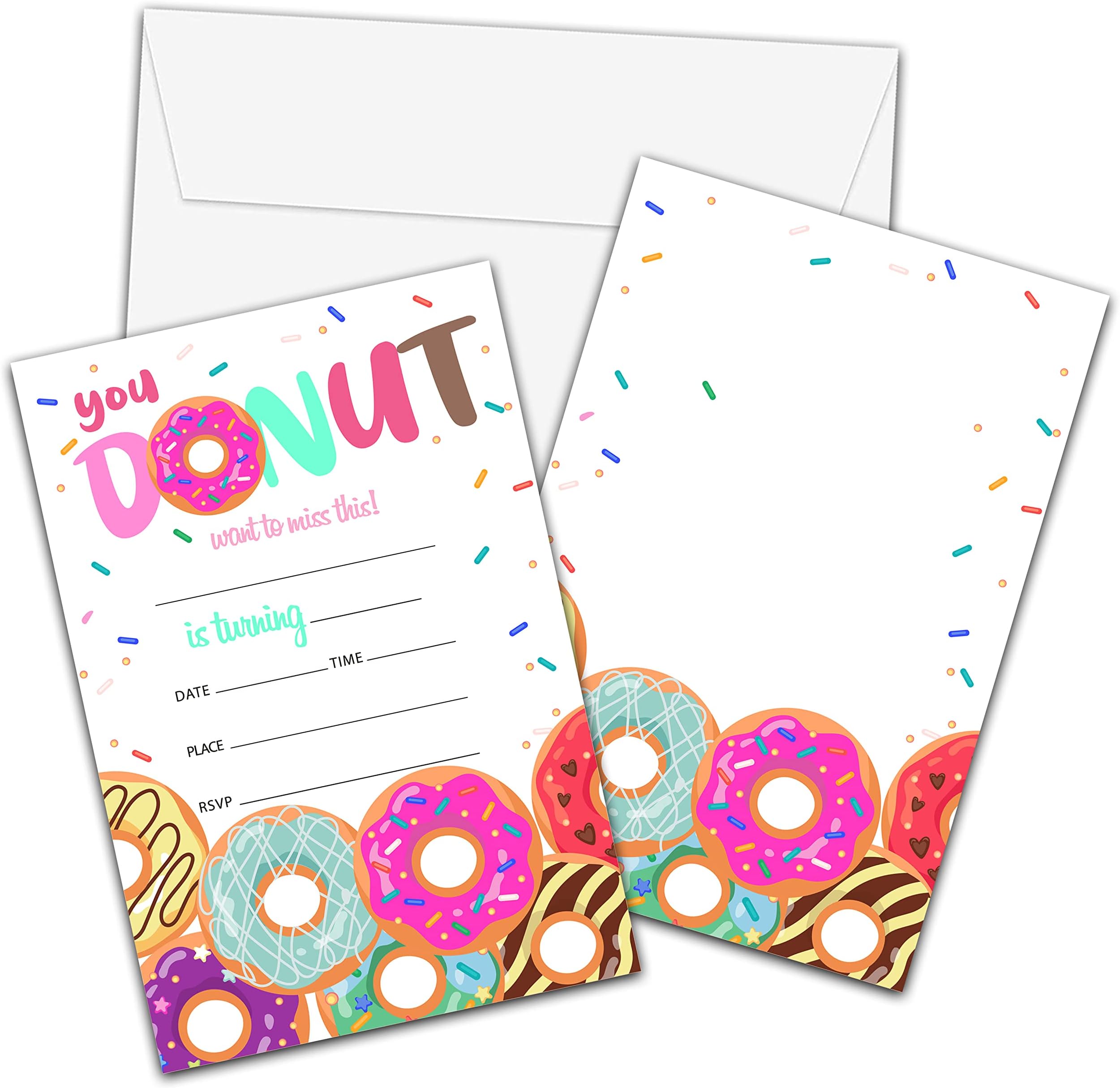 Amazon.com : Donut Birthday Invitations with Envelopes - Birthday Party ...