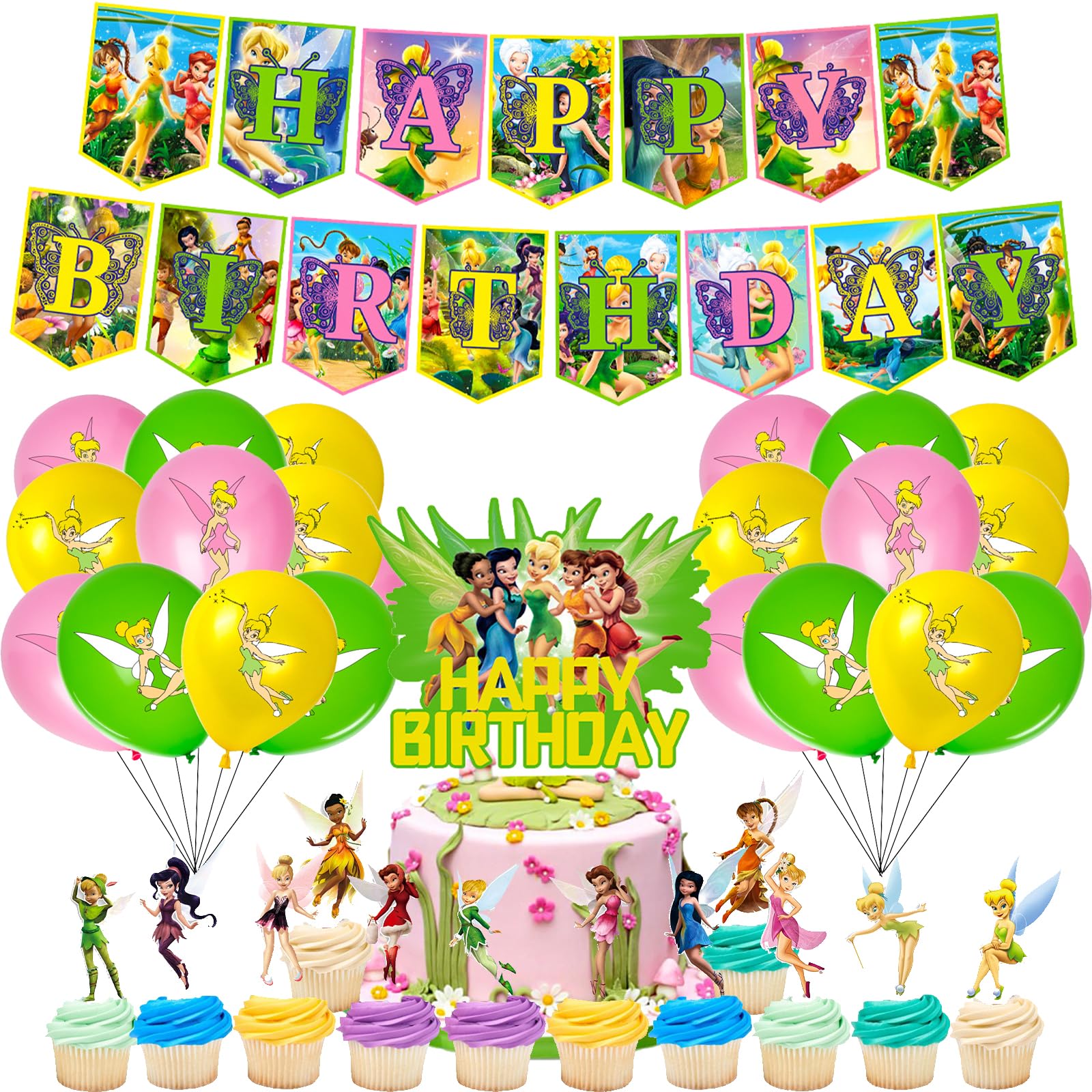 Buy SMLHPARTY Birthday Decoration Tinker Bell Birthday Balloons ...