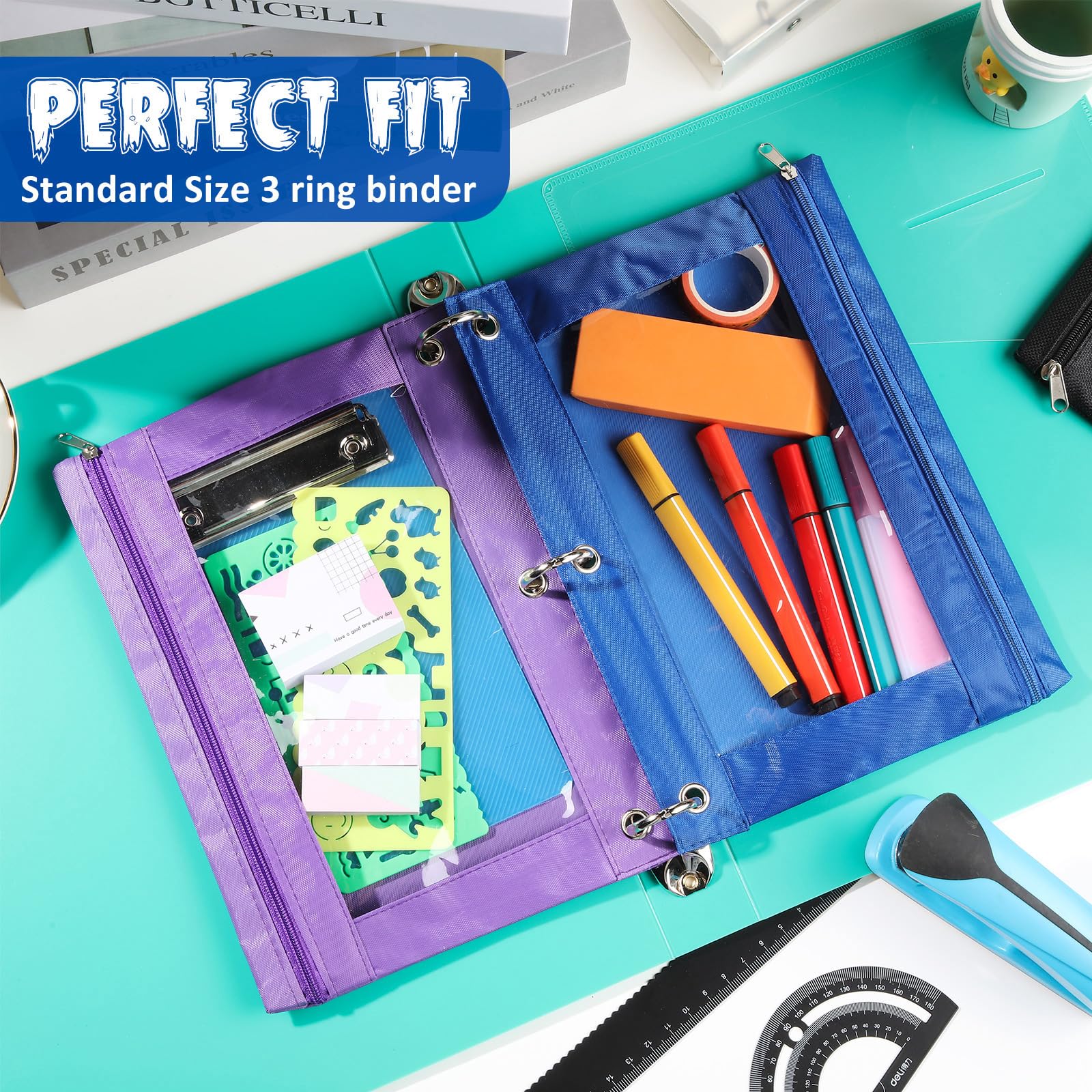 Snapklik.com : Marspark 48 Pieces 3 Ring Pencil Pouch Bag Bulk Zipper ...