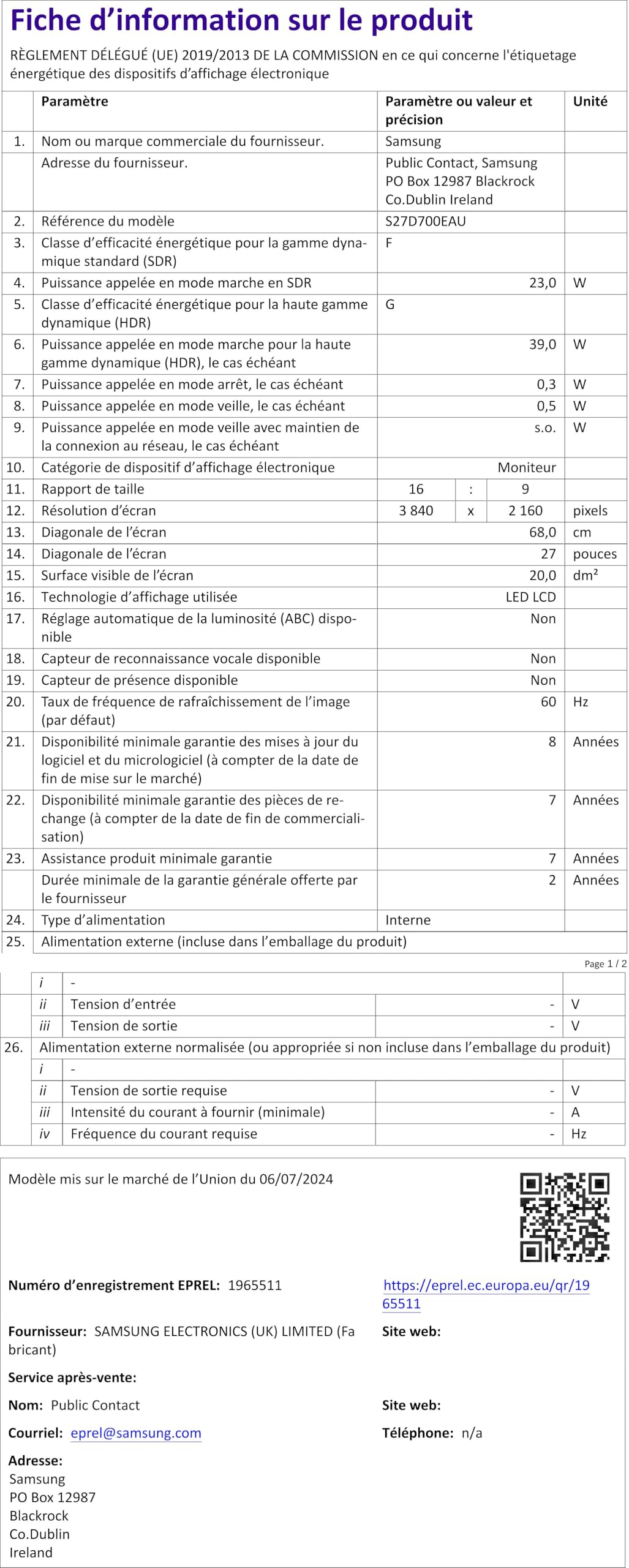 Samsung S27F354 Ecran PC, Dalle Pls 27", Résolution FHD (1920 x 1080 ...