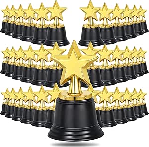 Amazon.com: Fumete 60 Pcs Mini Star Trophy Awards 4.5 Inch Plastic Gold ...