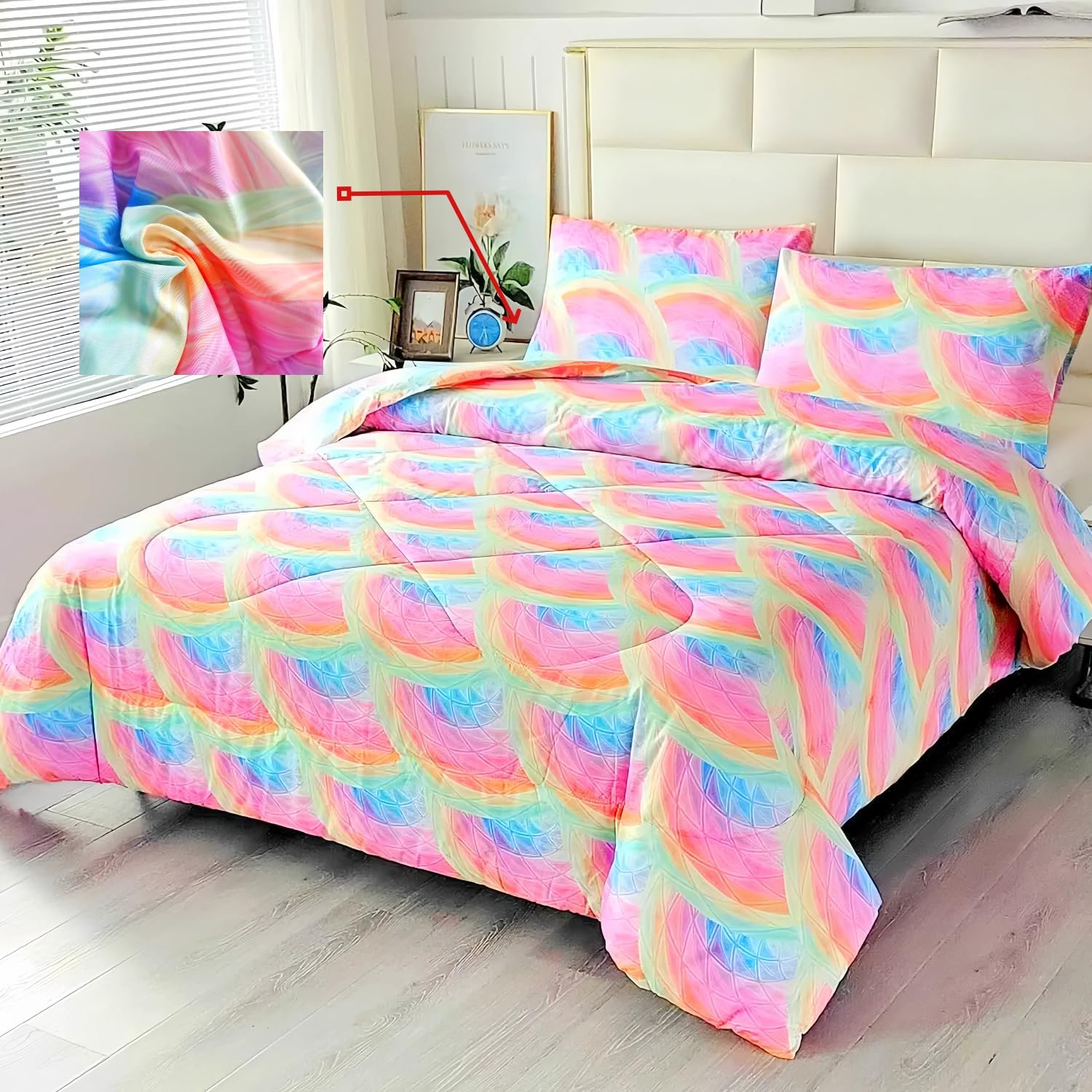 Amazon.com: SDY 3PCS Colorful Rainbow Comforter Full Size, Rainbow ...