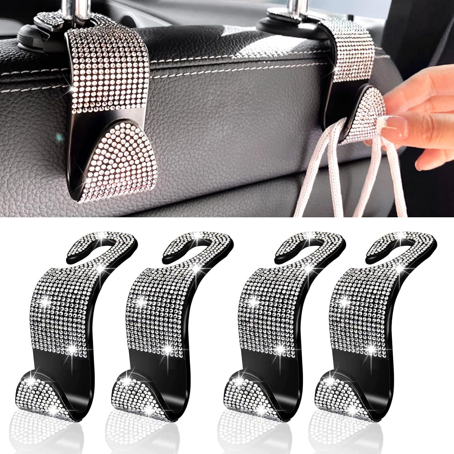 Amazon.com: BetterJonny 4 Pieces Bling Car Rear Seat Hook, Vehicle ...