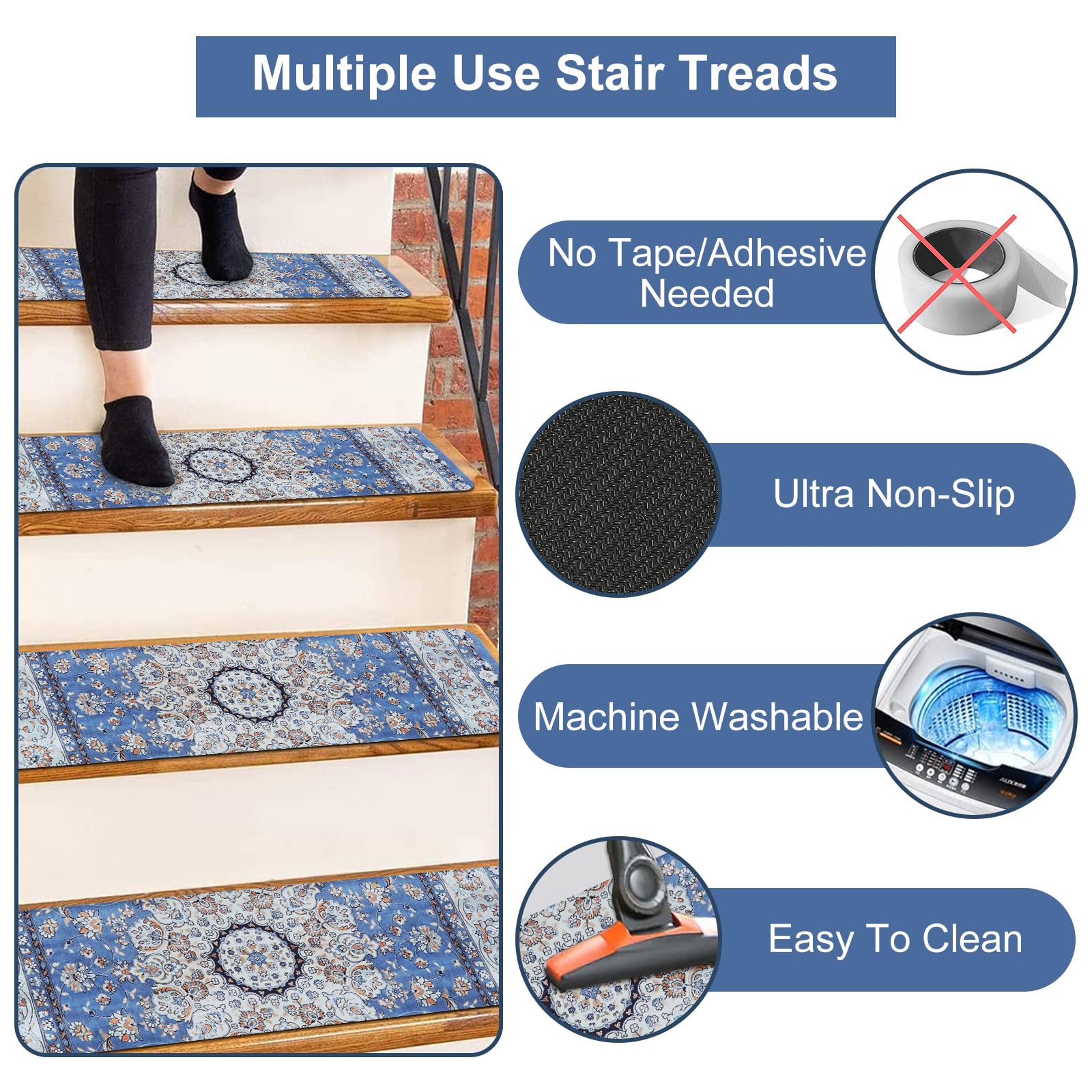 Snapklik.com : Rubber Stair Treads Non Slip, Stair Runners For Wooden ...