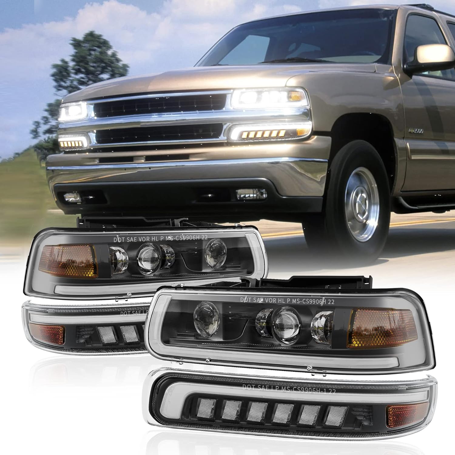 Amazon.com: RAMJET4X4 LED Headlights Assembly with Bulbs Compatible ...