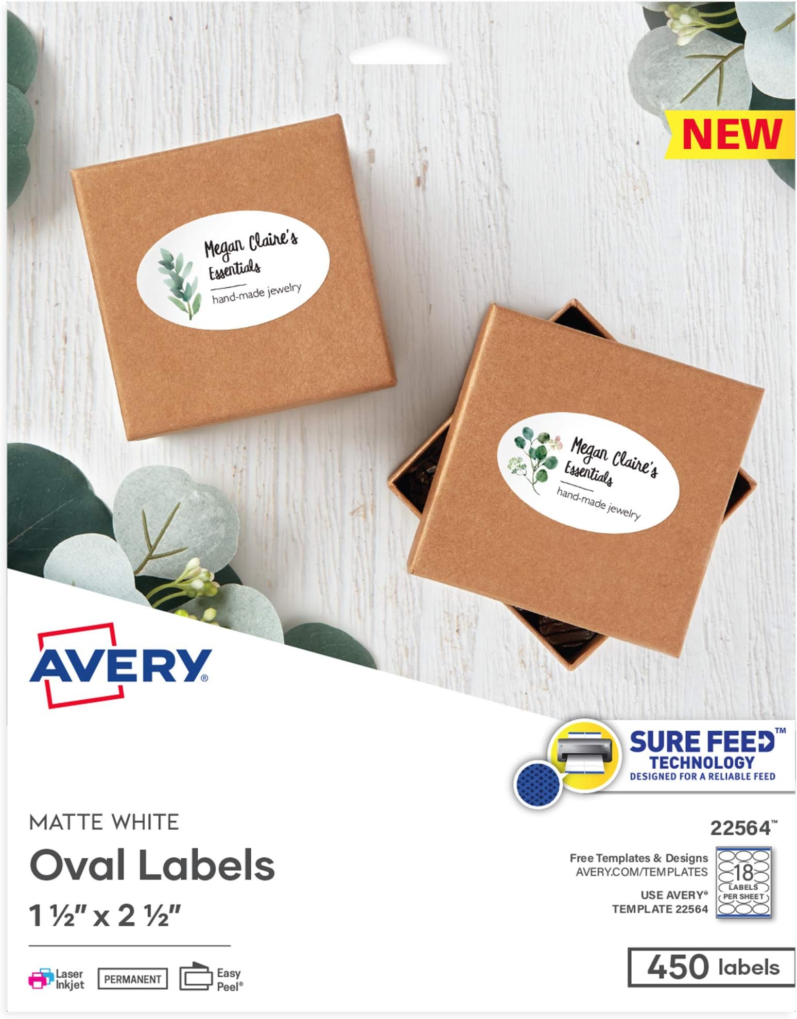 Amazon.com : Avery Printable Blank Oval Labels, 1.5"x 2.5", White ...