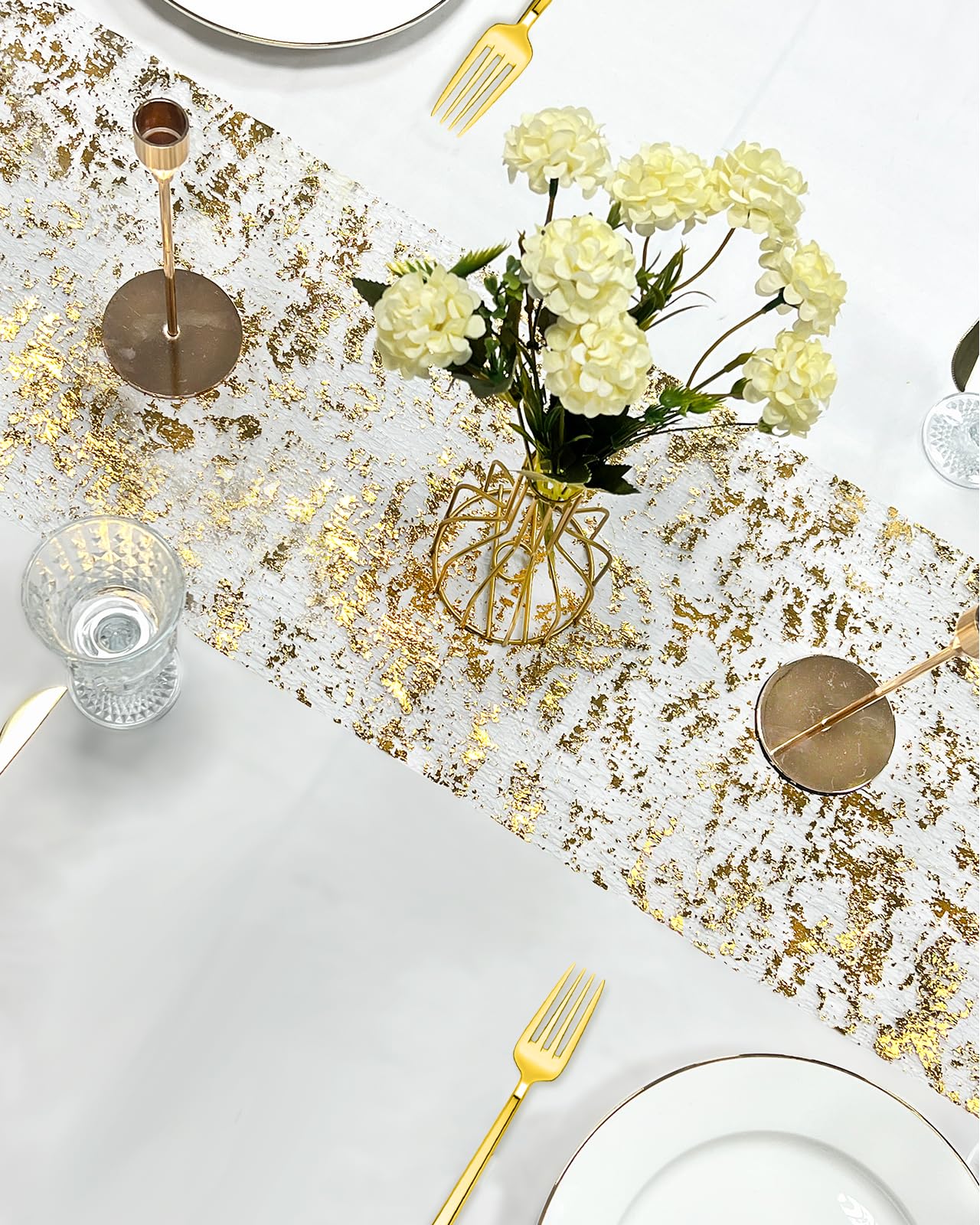 Snapklik.com : 33ft Extra Long Gold Table Runner Roll 394"X11" Gold ...