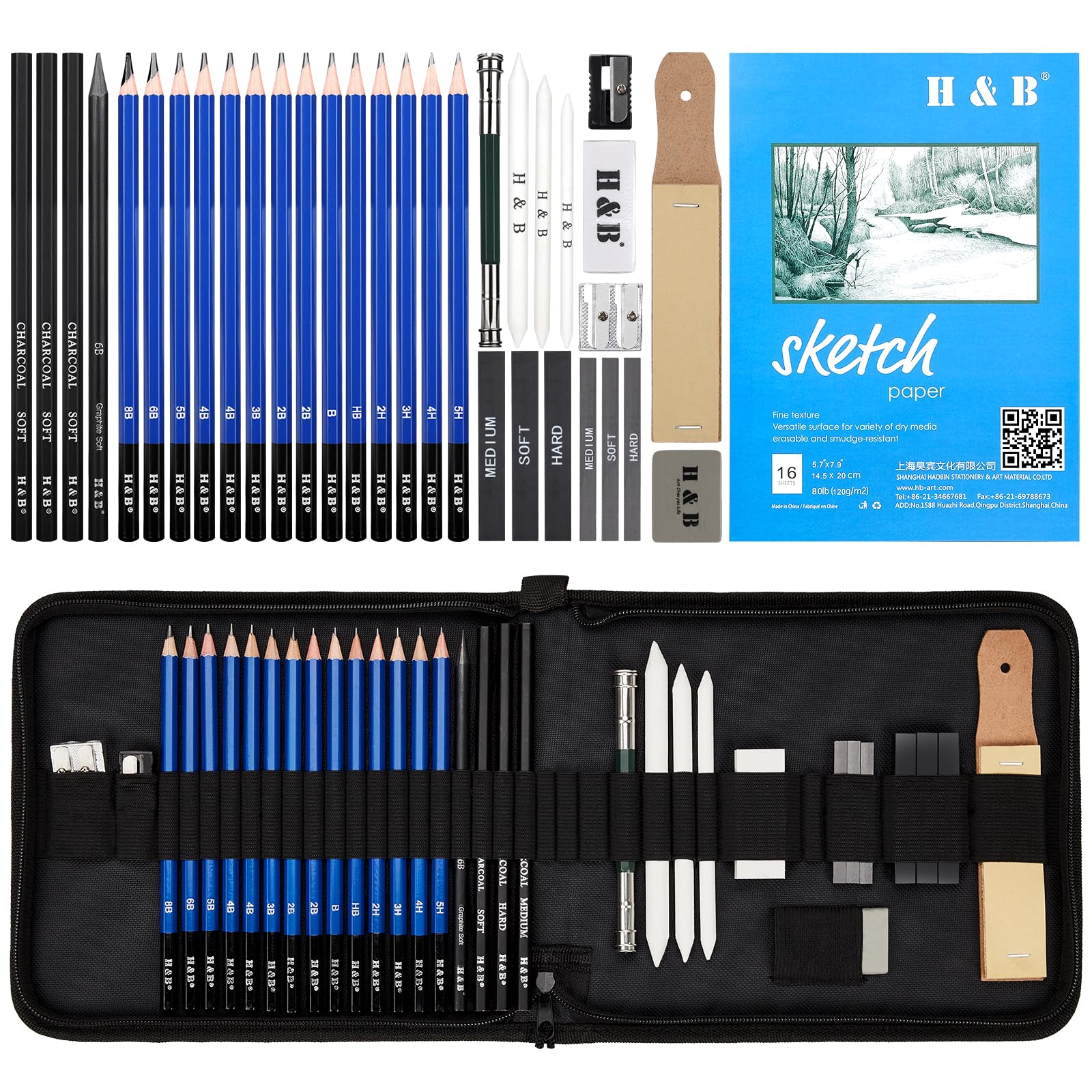 Coolzon Drawing Pencils Sketch Pencils, 35 pcs Artist Set Drawing Case ...