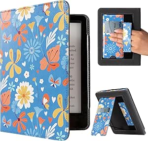 Amazon.com: CoBak Kindle Paperwhite Case - Blue Flower-4, PU Leather ...
