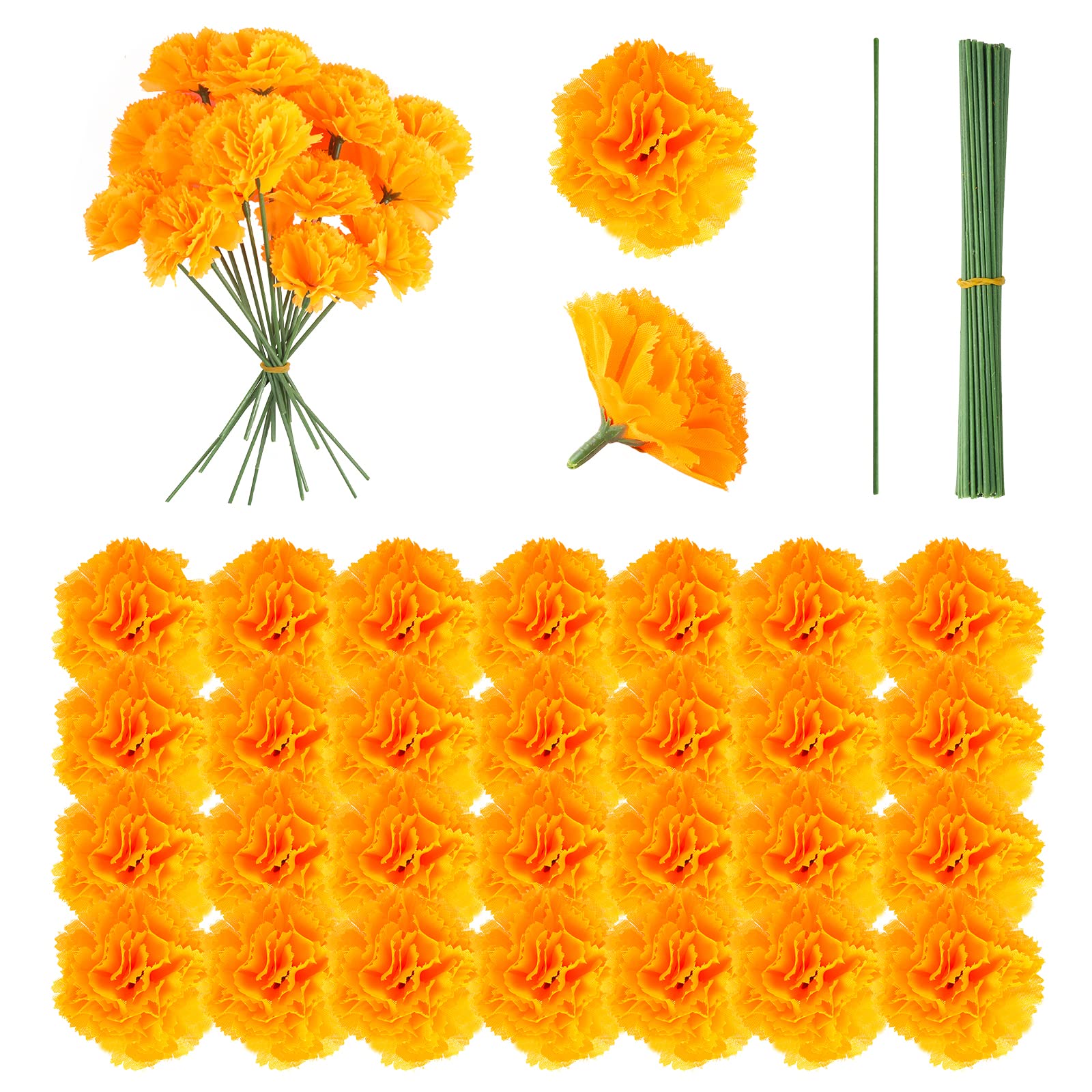 Amazon.com: CCINEE 50PCS Marigold Flowers Heads Bulk Silk Artificial ...