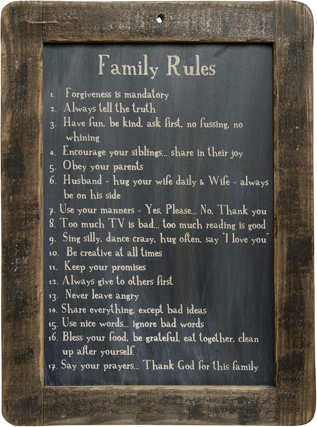 Amazon.com - CWI Gifts Family Rules Blackboard on Distressed Slate with ...