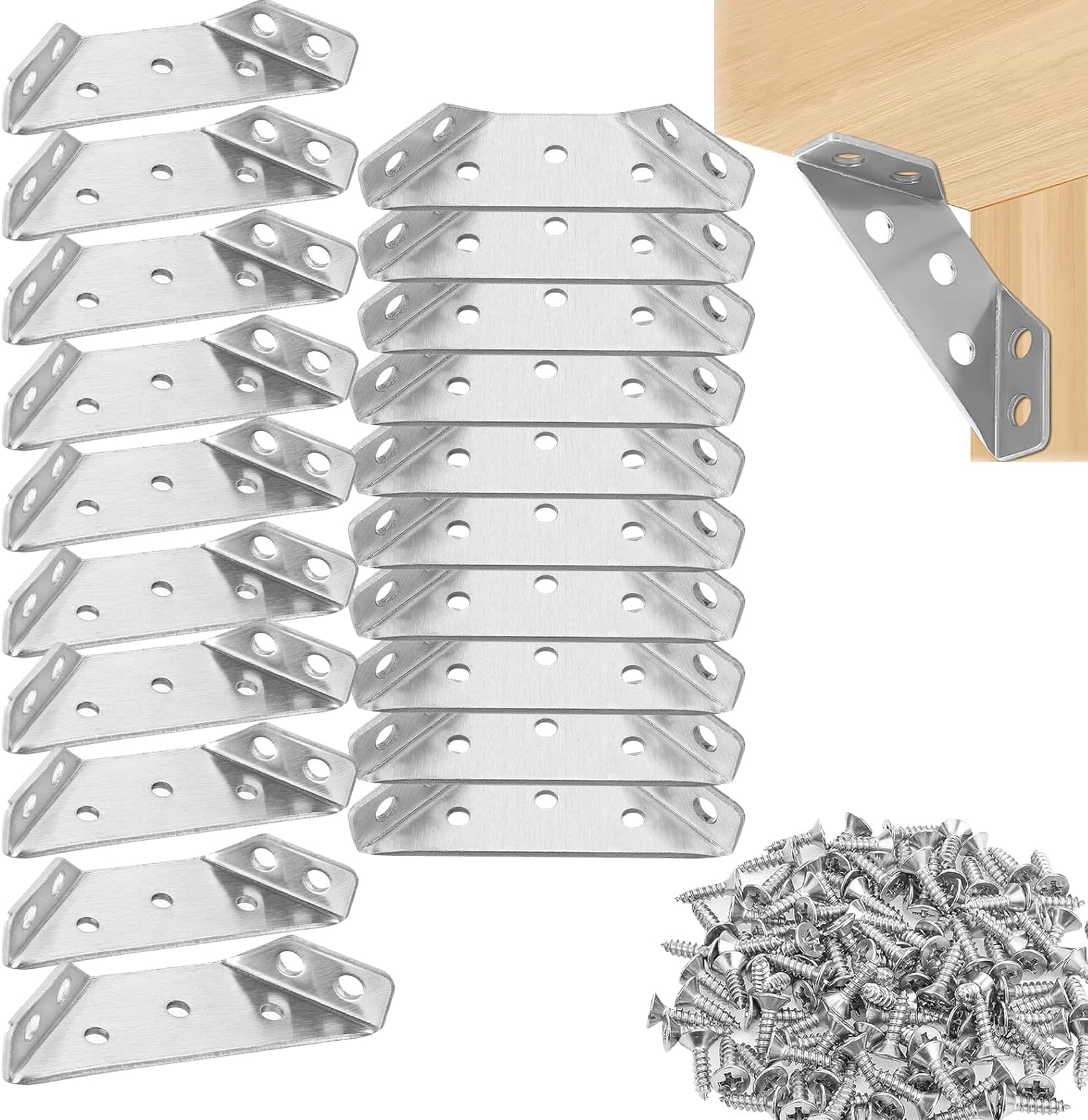 Amazon.com: 10 Pack Trapeziform Angle Brackets with 60pcs Screws ...