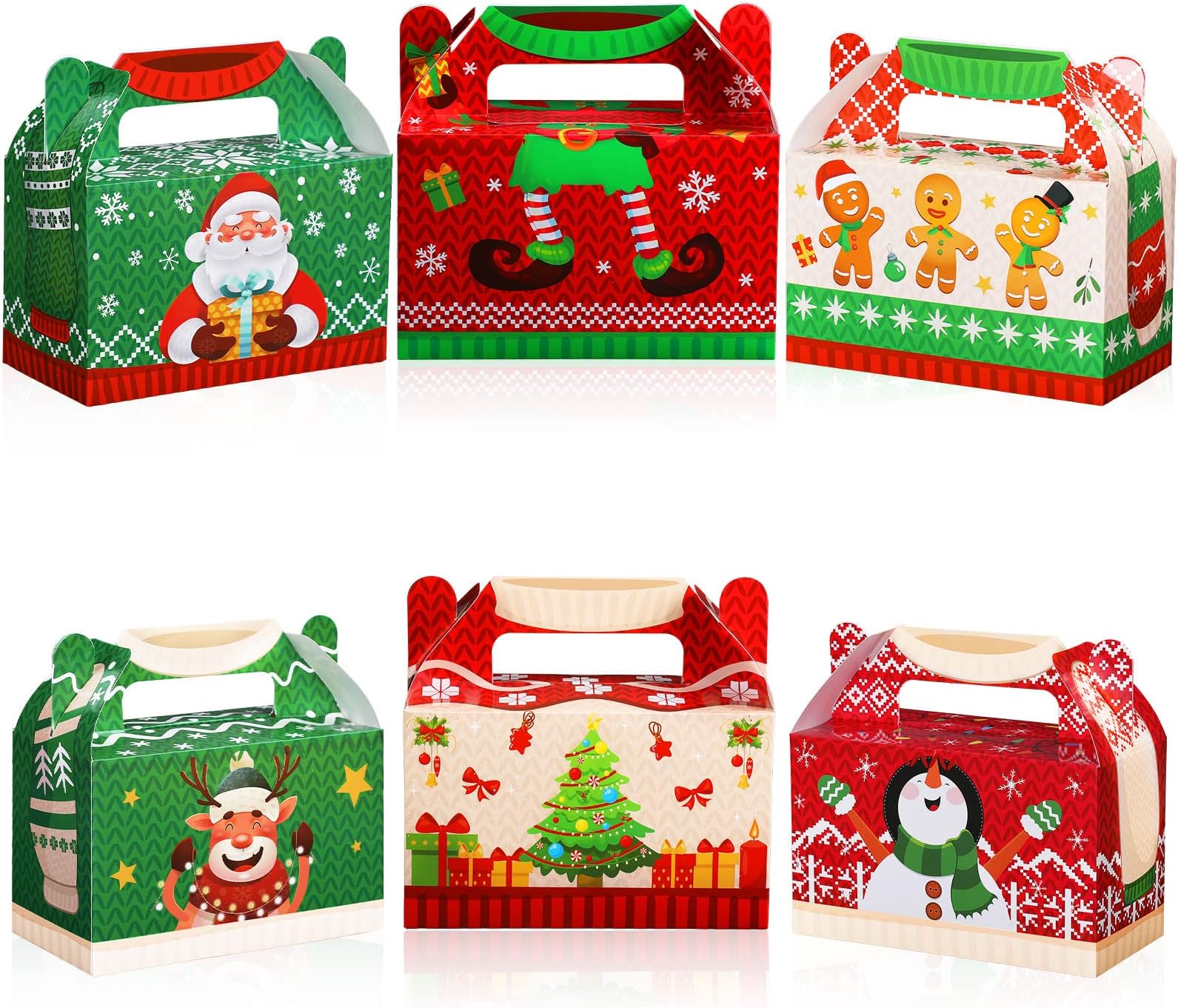 Amazon.com: 18 Pcs Christmas Gift Boxes Treat Boxes 3D House Cardboard ...