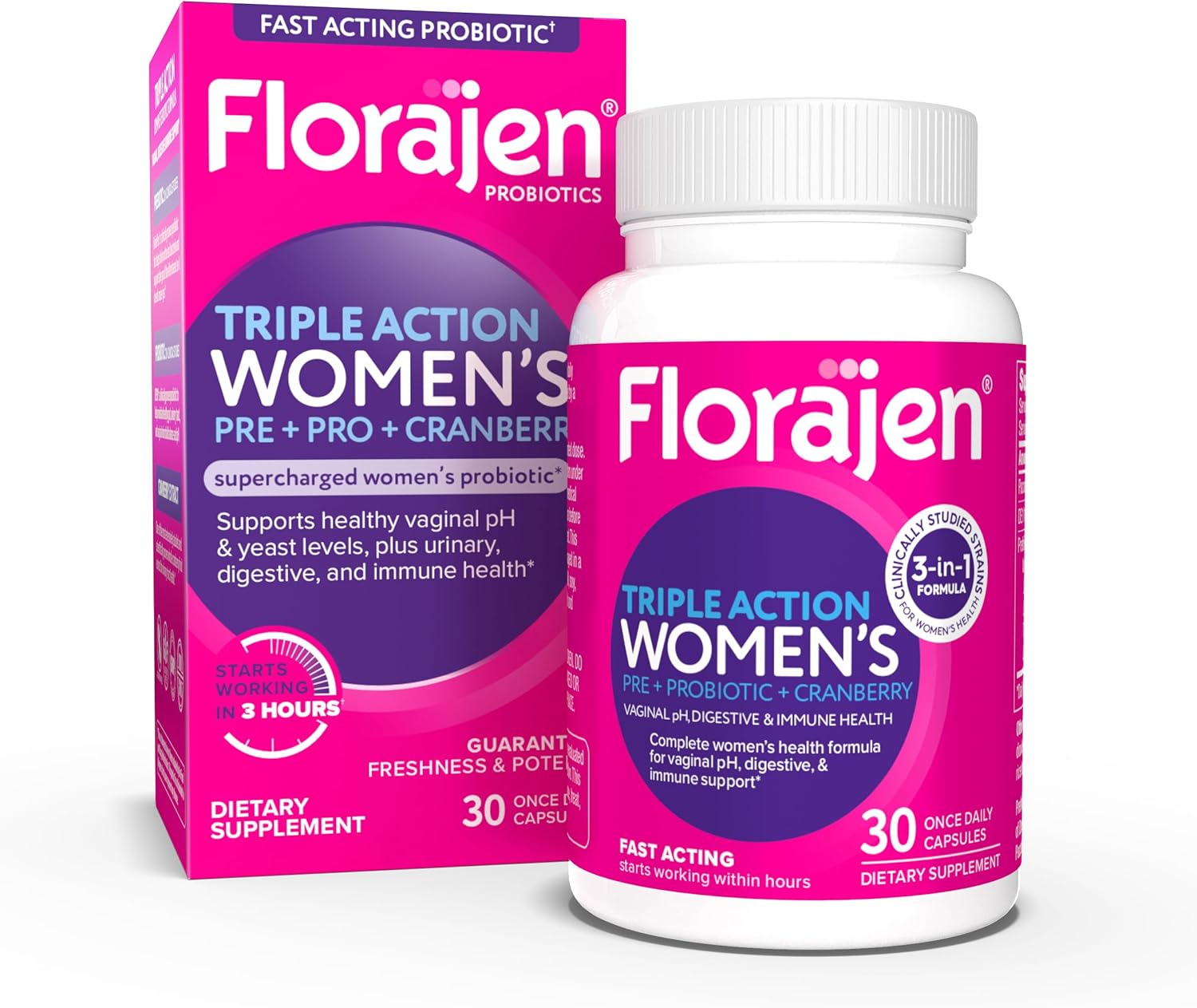 Amazon.com: Florajen Women’s Triple Action Probiotic – Prebiotic ...