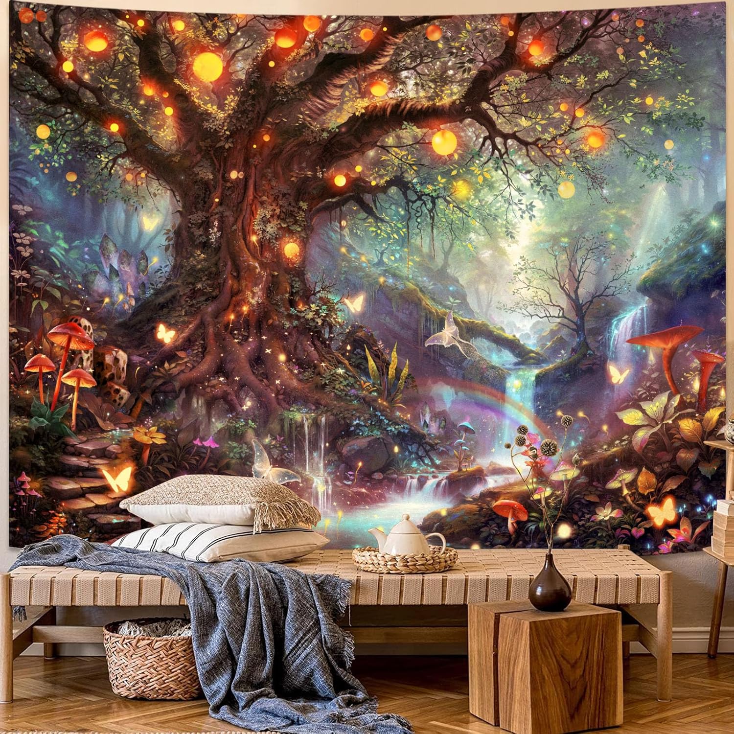 Amazon.com: Lifezilla Enchanted Forest Tapestry, Magical Tree Wall ...