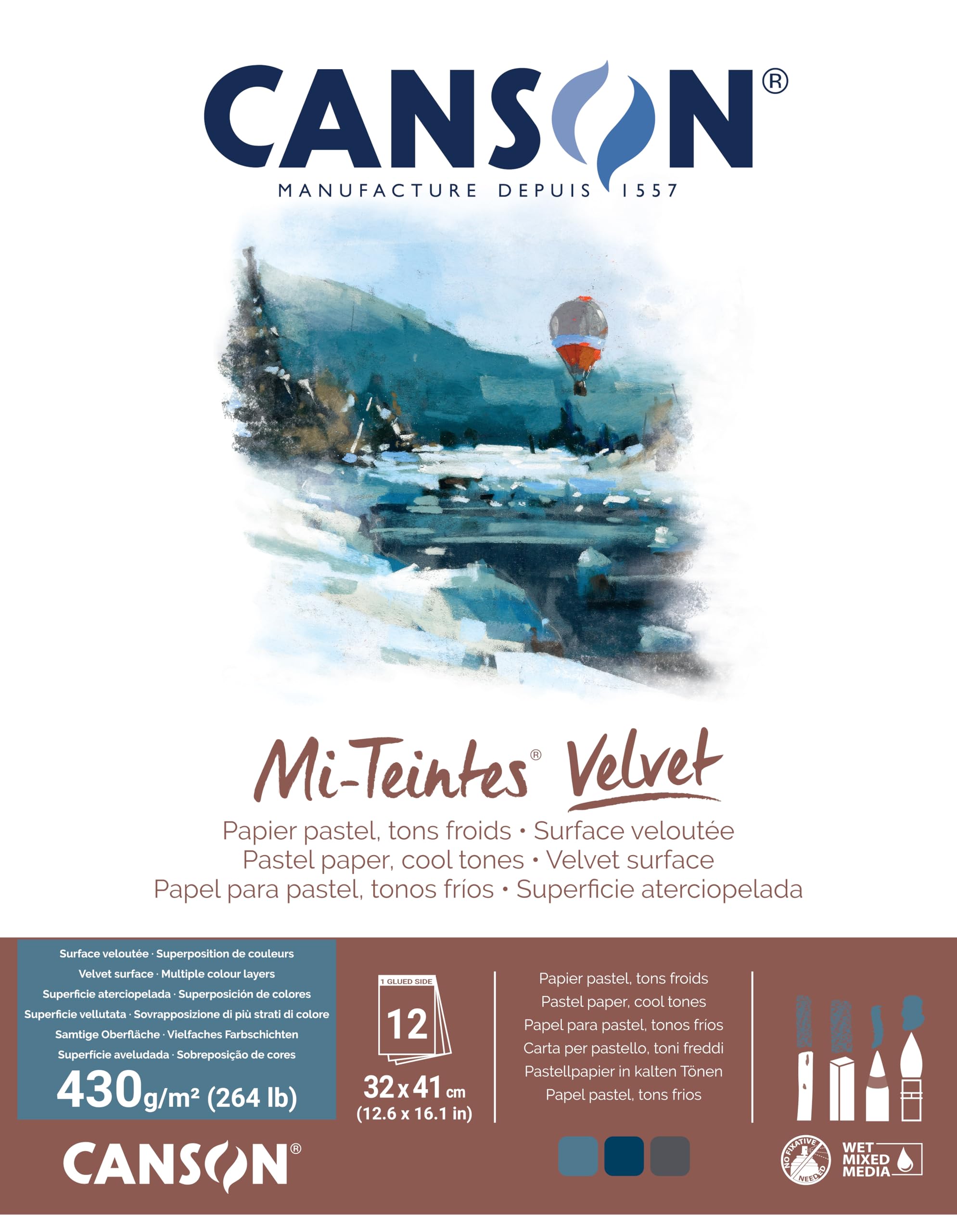 Amazon.com: Canson Mi-Teintes Velvet Drawing Paper Pad, Cool Tones ...