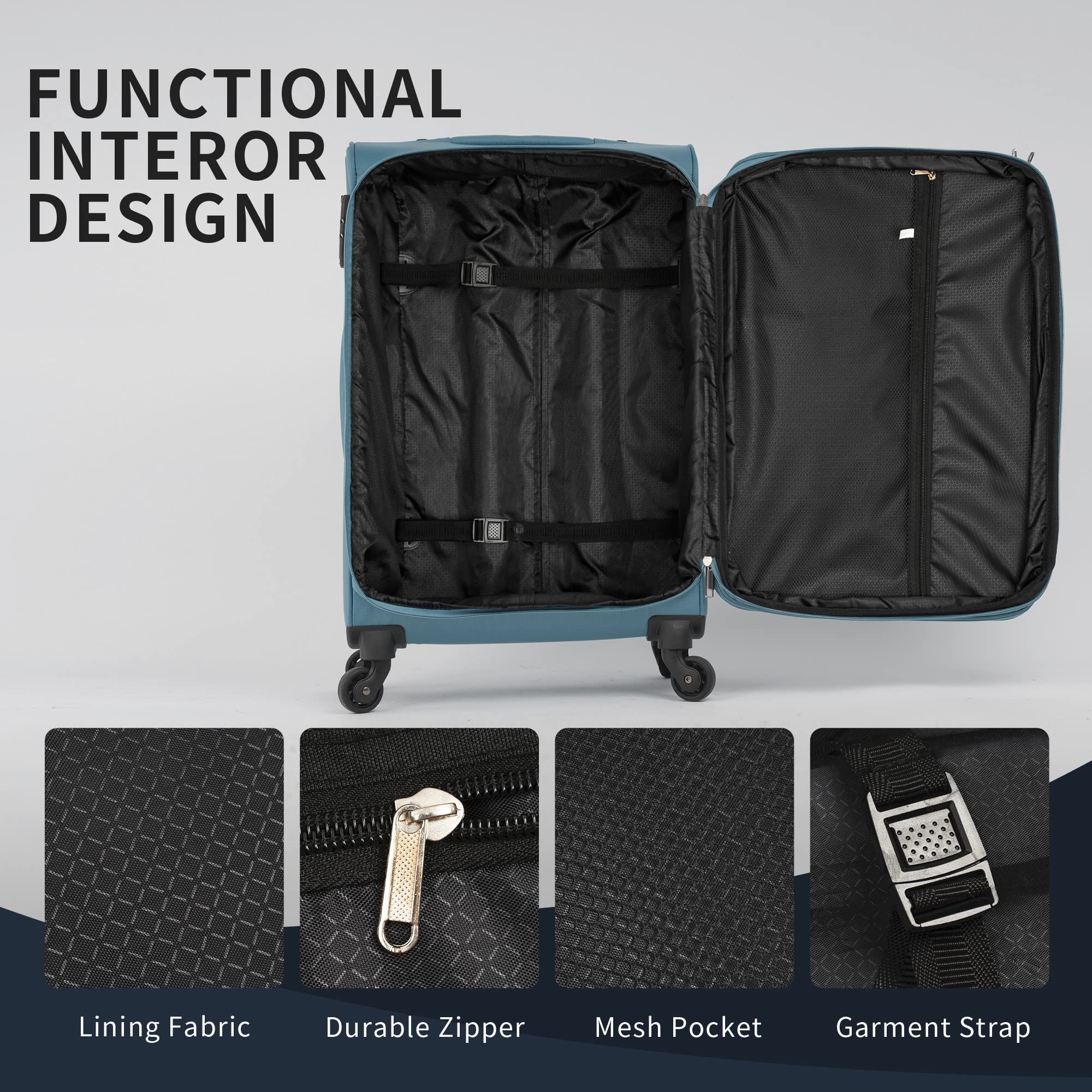 Snapklik.com : Merax Luggage Set 3 Piece, TSA Lock Expandable Spinner ...