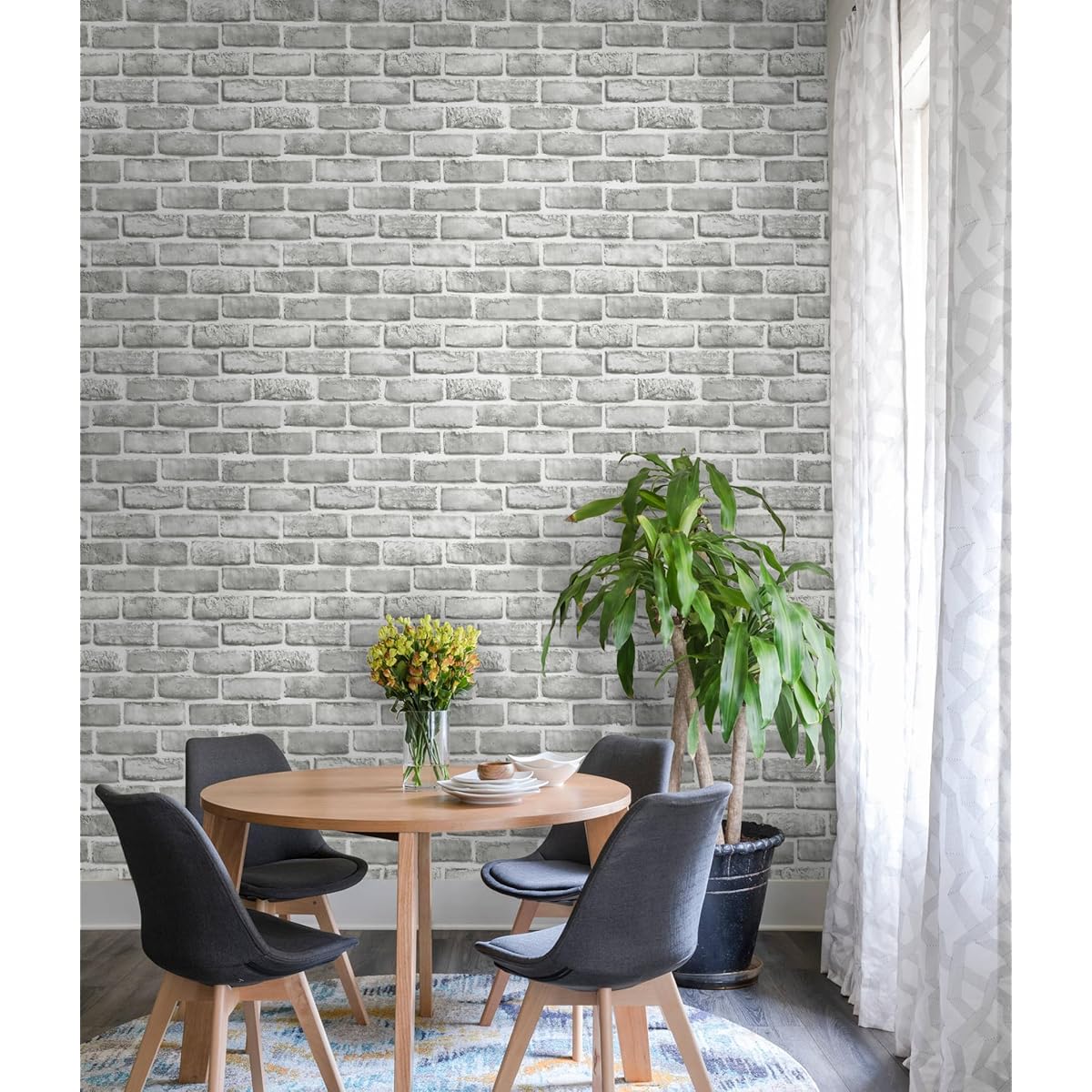 $8/mo - Finance Guvana 17.3" x 394" Grey Brick Wallpaper Peel and Stick ...