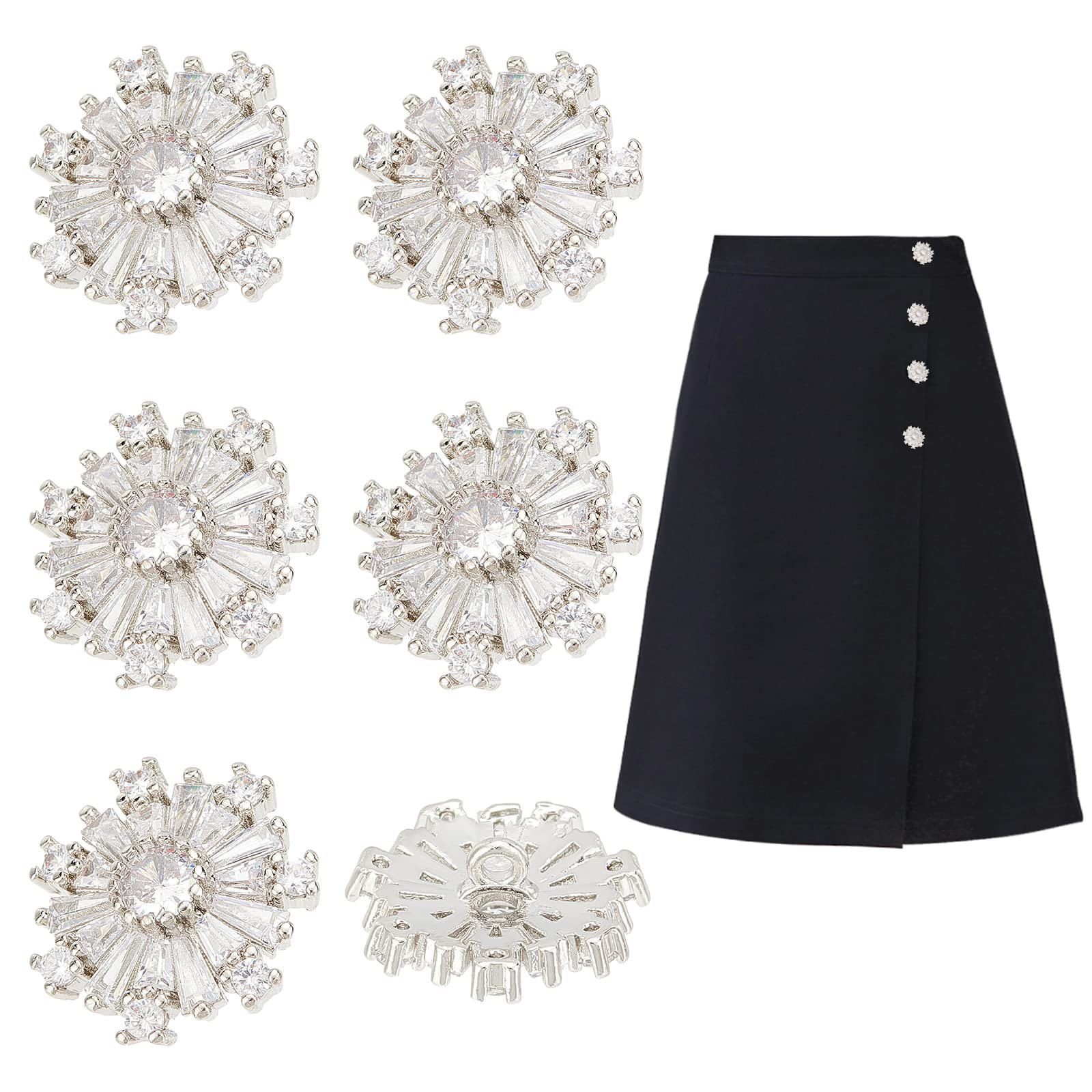 Amazon.com: AHANDMAKER 6 Pcs Flower Rhinestone Buttons, CZ Crystal ...