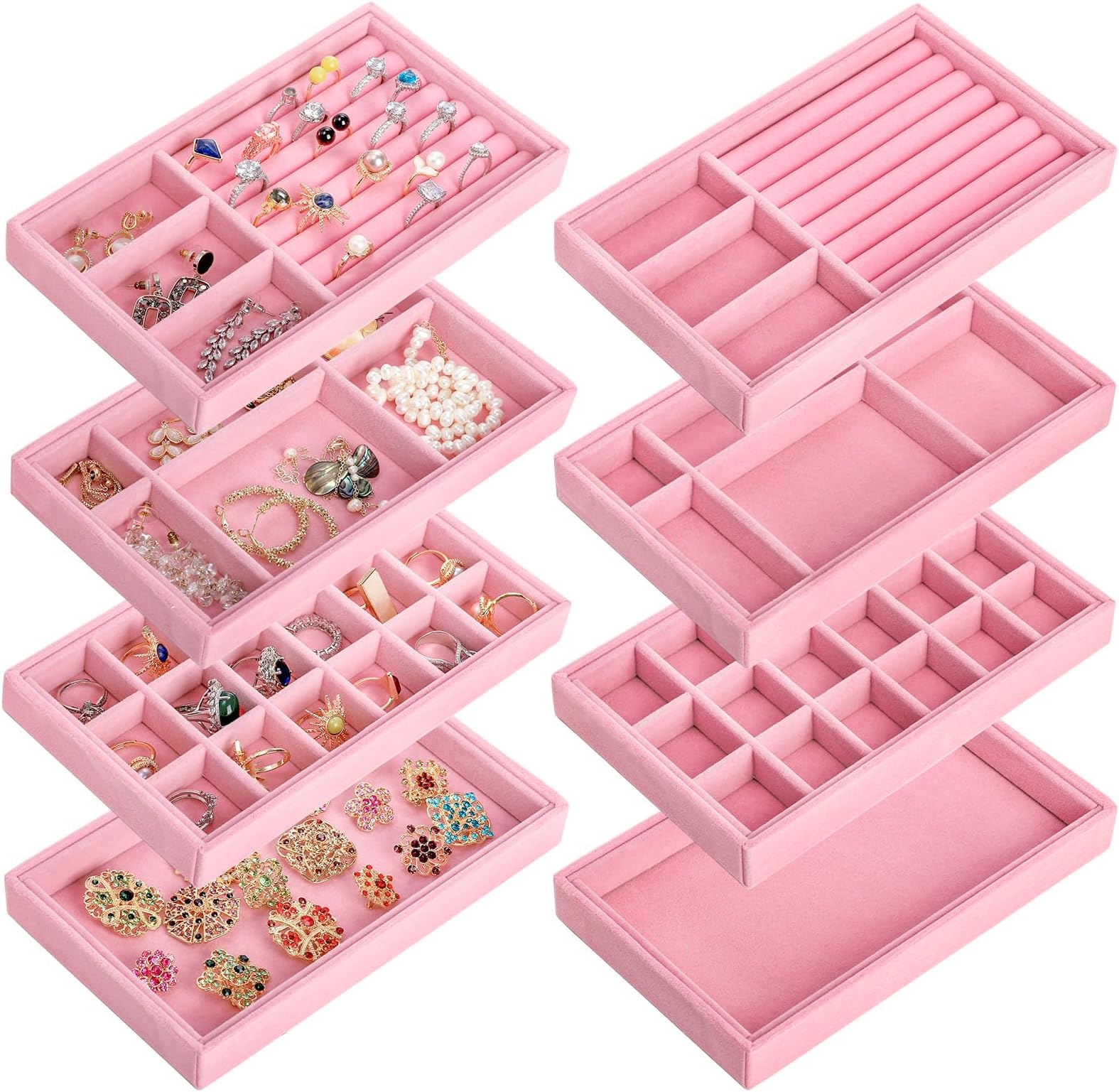 Amazon.com: Framendino, 4 Pack Velvet Jewelry Organizer for Drawers ...