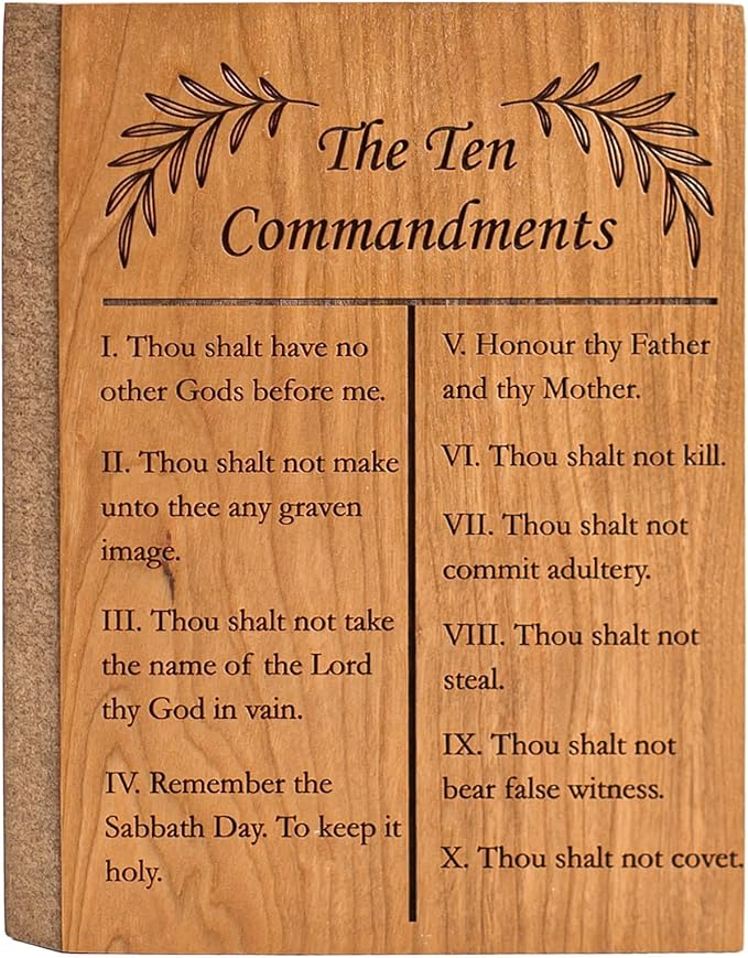 Amazon.com: Ten Commandments Wall Decor - Rustic Wood Religious Art ...