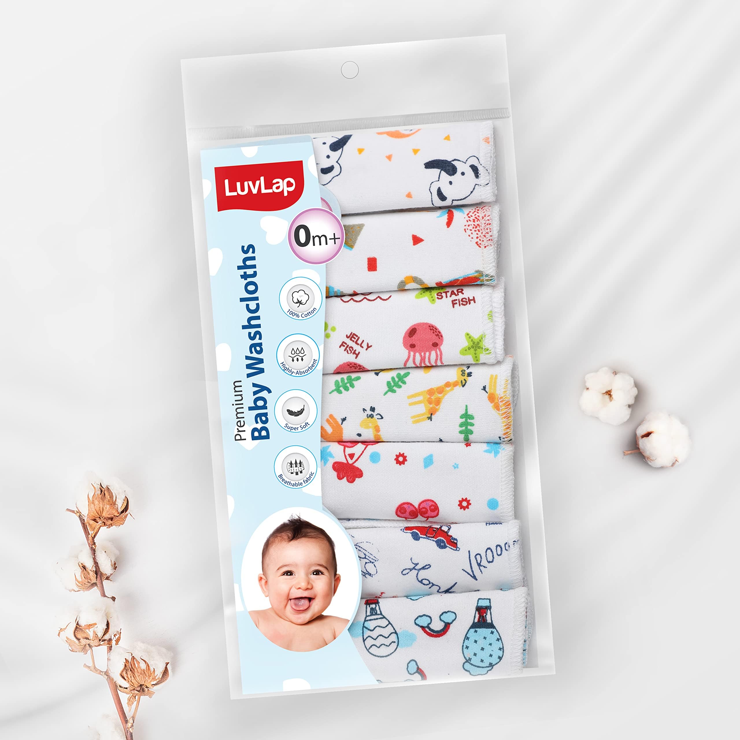 Buy LuvLap Hosiery Cotton Cloth Premium Baby Washcloth for New Born ...