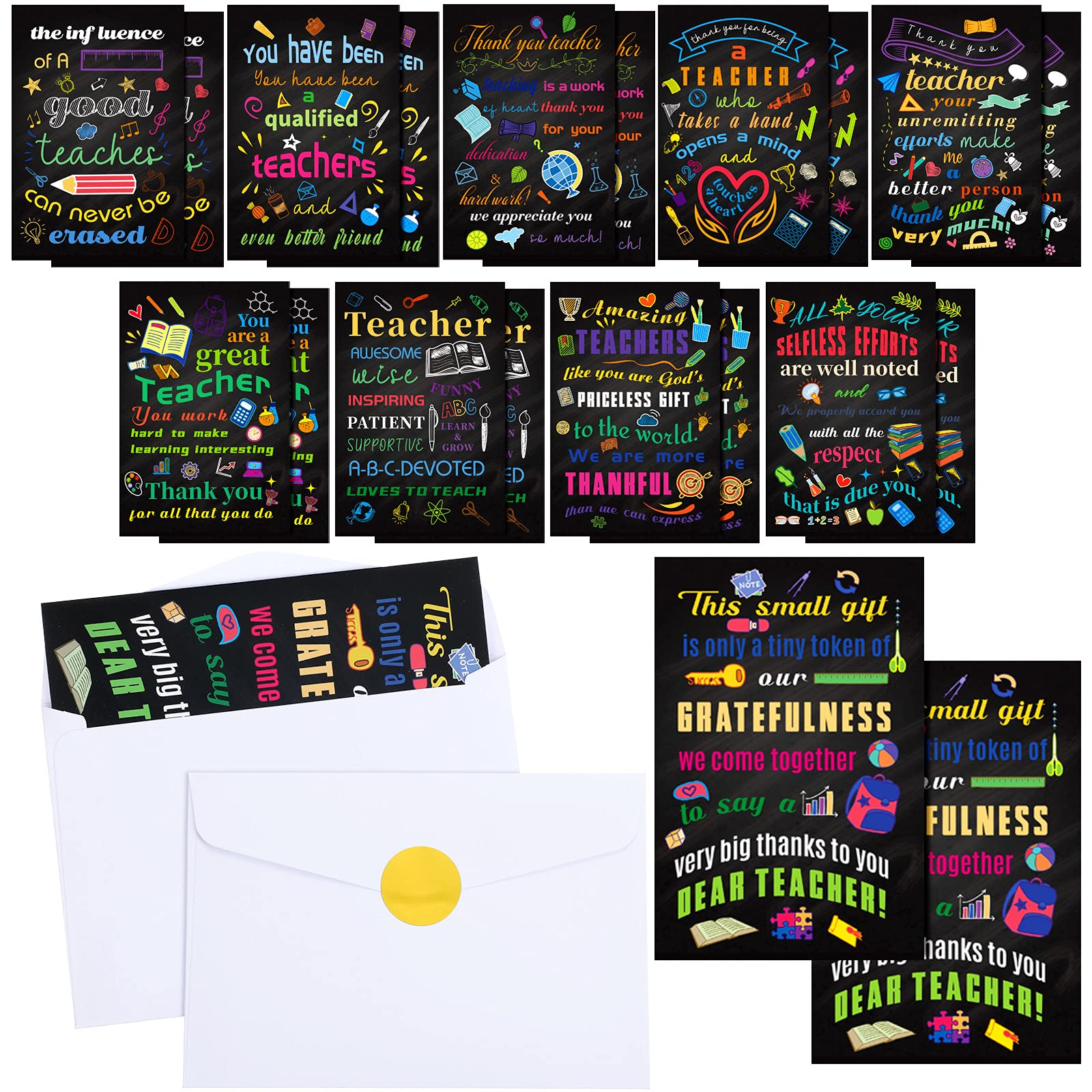 Buy 20 Sets Teacher Thank You Cards Colorful Teacher Appreciation ...