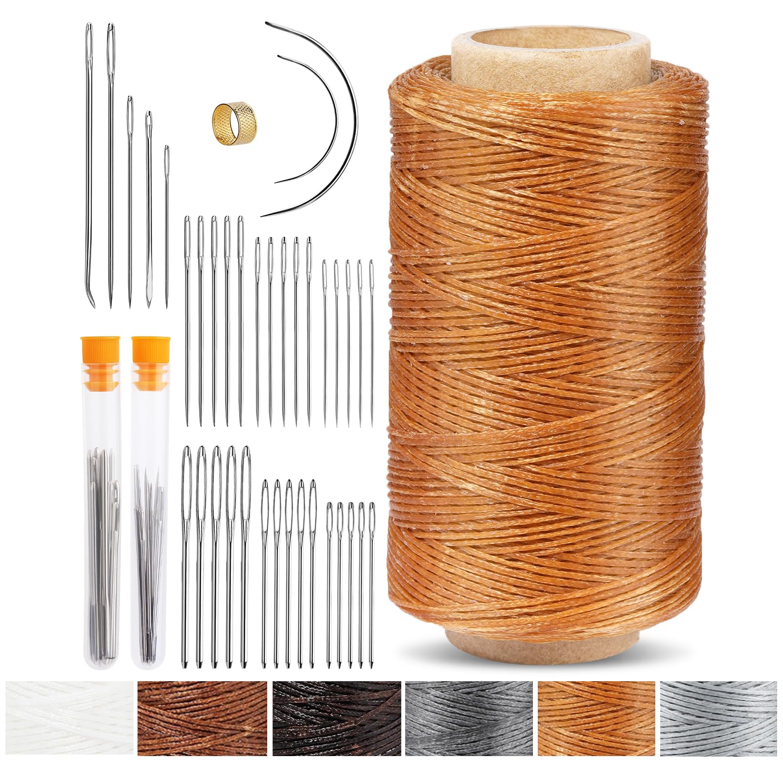 Amazon.com: Waxed Thread, 250M Leather Sewing Waxed Thread, Bright ...