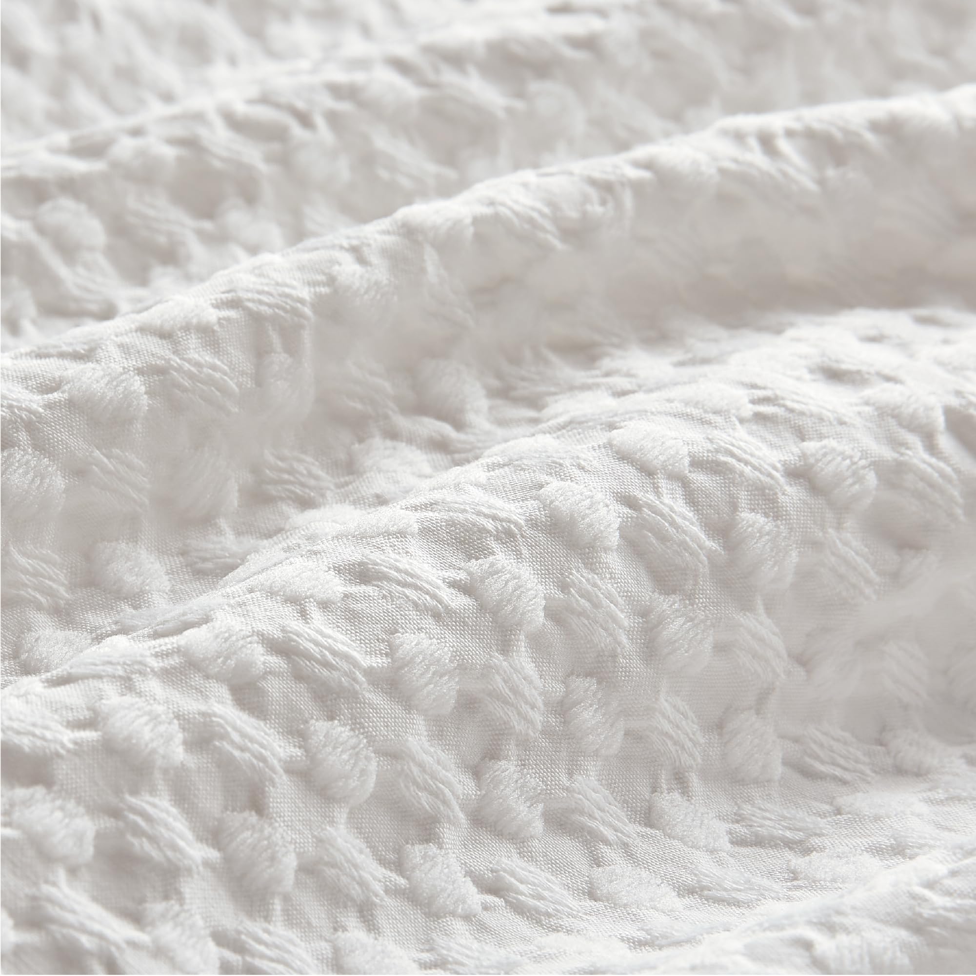 3 Pieces White Waffle Weave Comforter Set, King Size, Soft Neutral ...