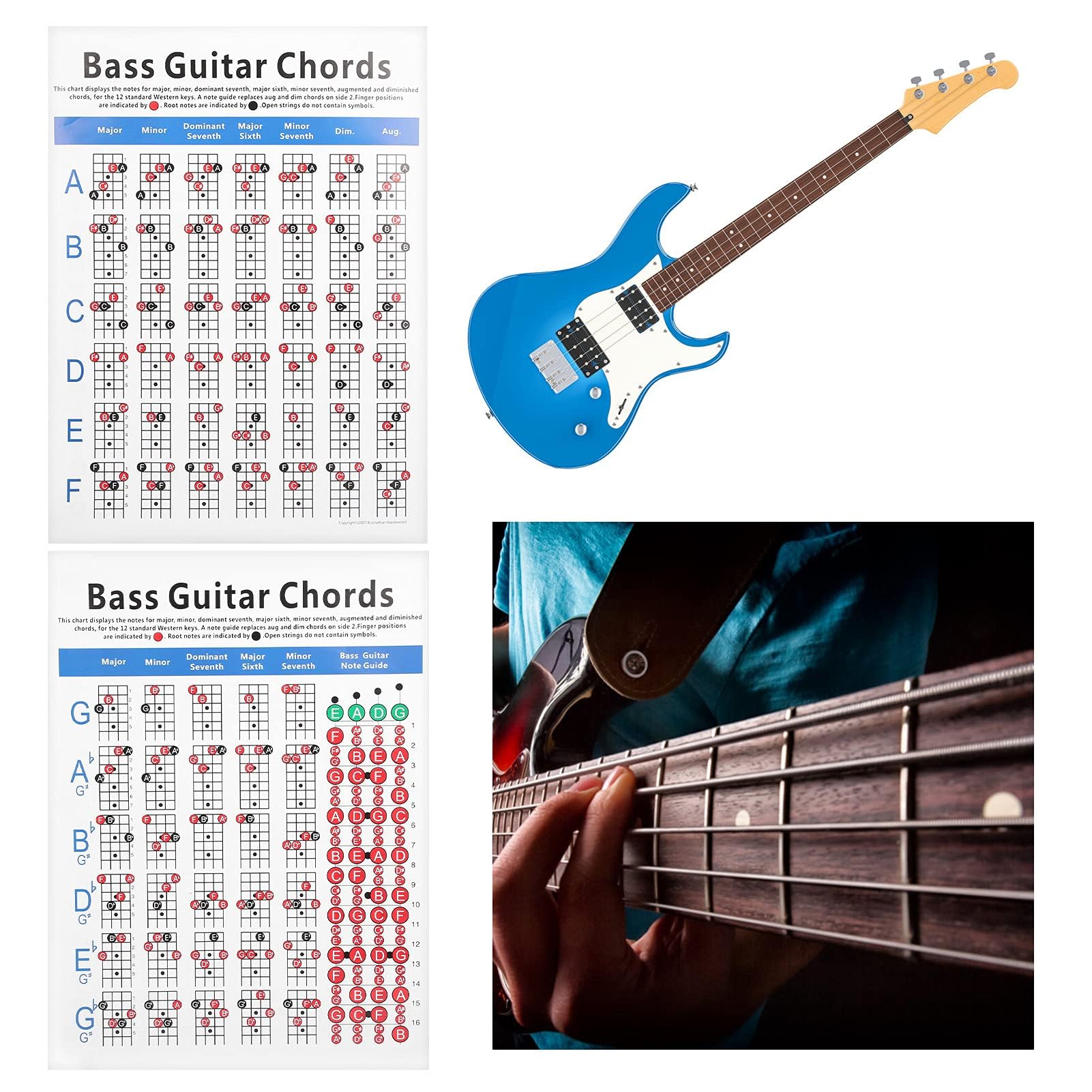 Buy 4‑String Electric Bass Guitar Chord Chart Music Instrument Practice ...