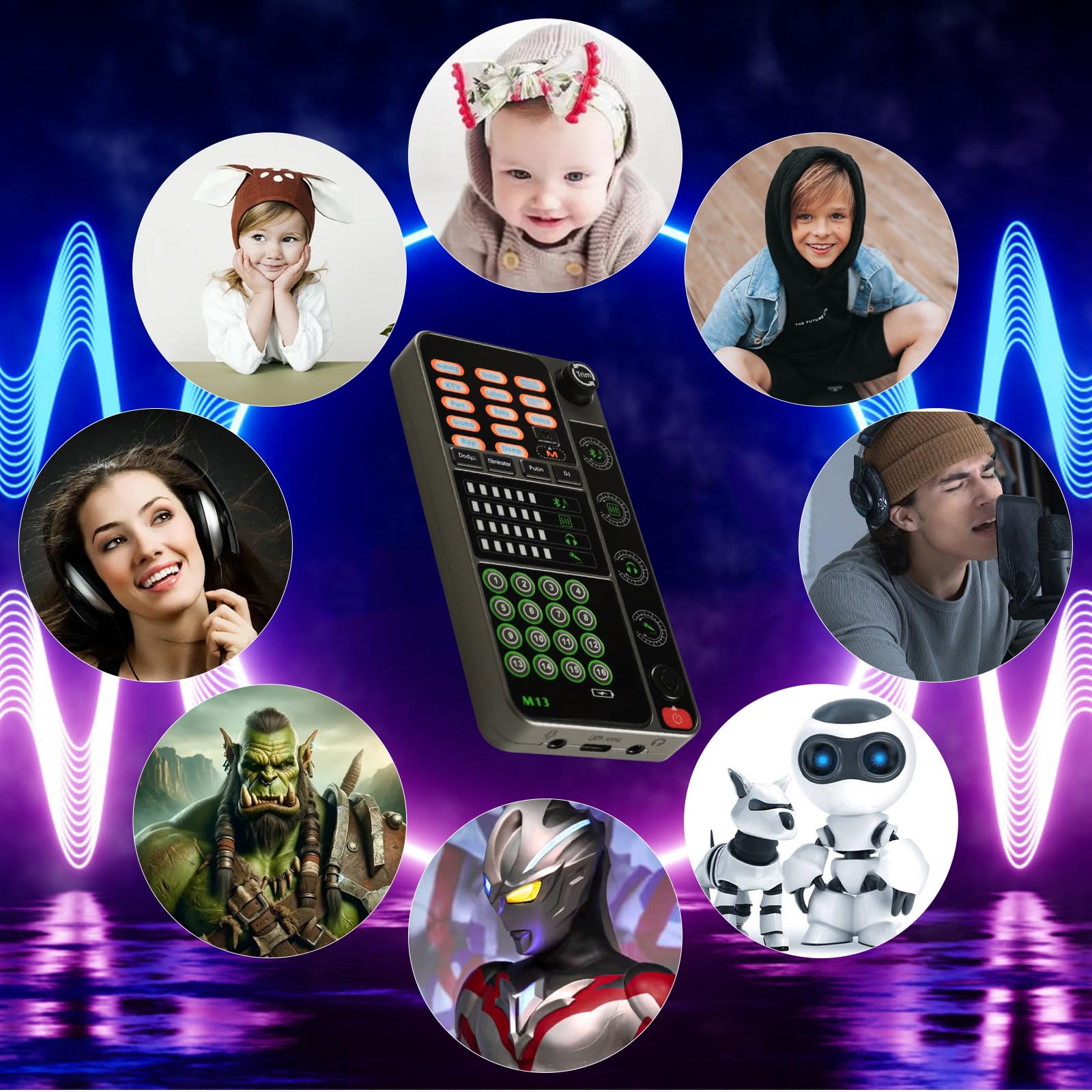 Portable Voice Modulator 15 Sound Effects VBESTLIFE Portable Voice ...
