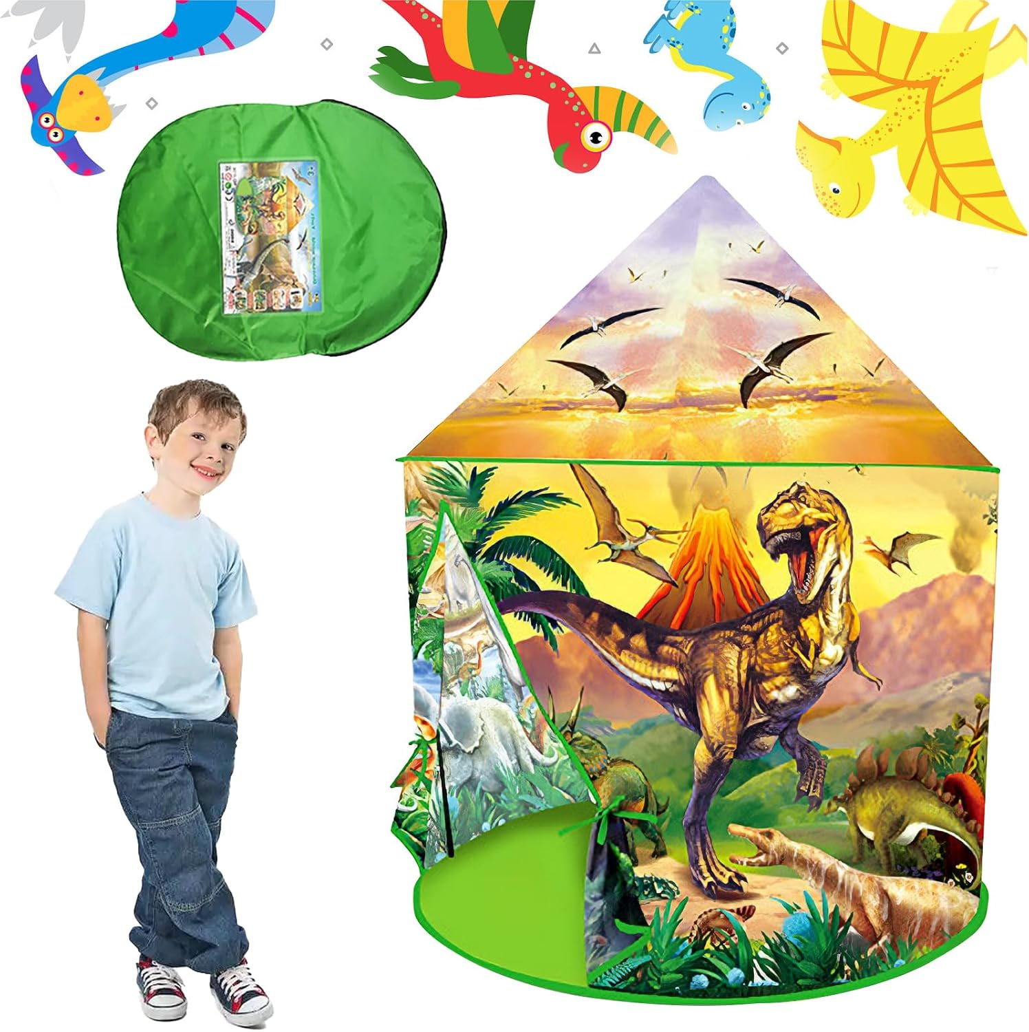 Dinosaur Kids Play Tent - Pop Up Kids Tent, Indoor & Outdoor Kid Play ...