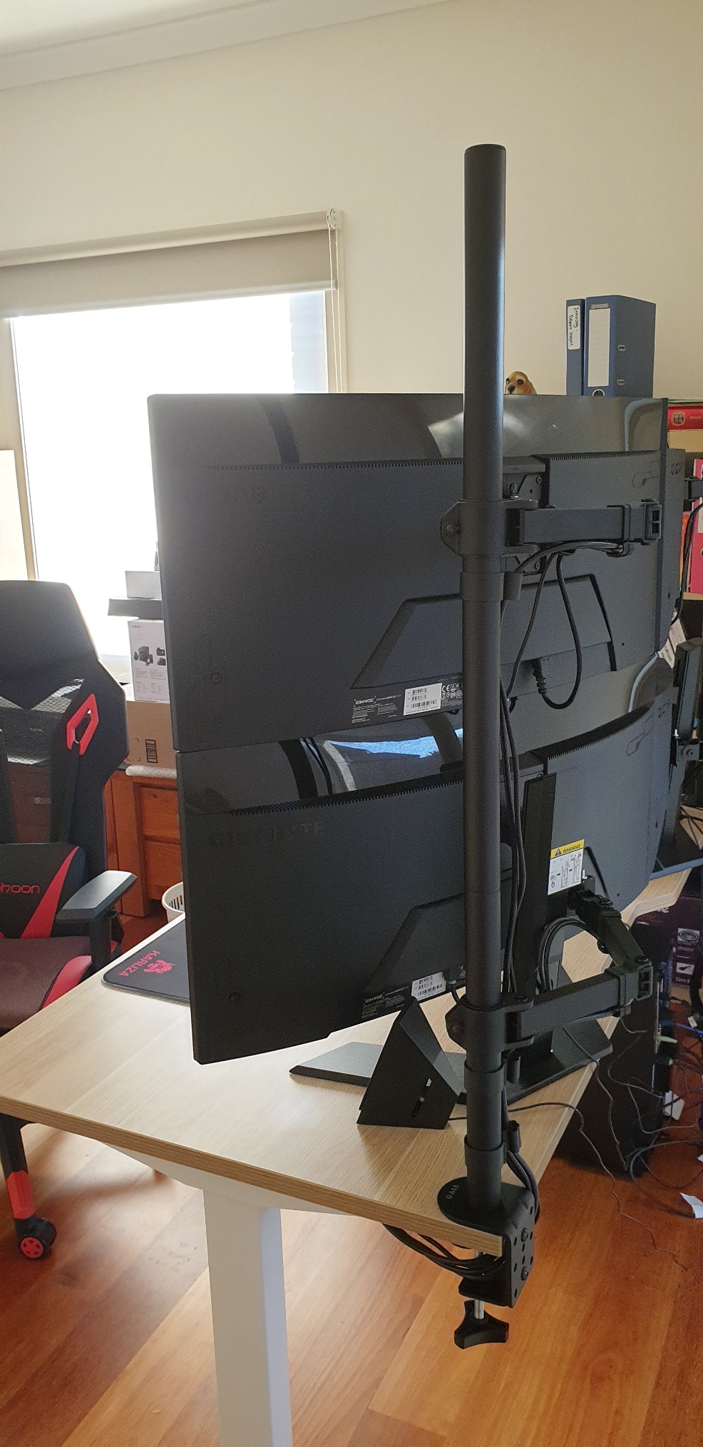 VIVO Extra Tall Vertically Stacked Dual Monitor Desk Mount Stand with ...