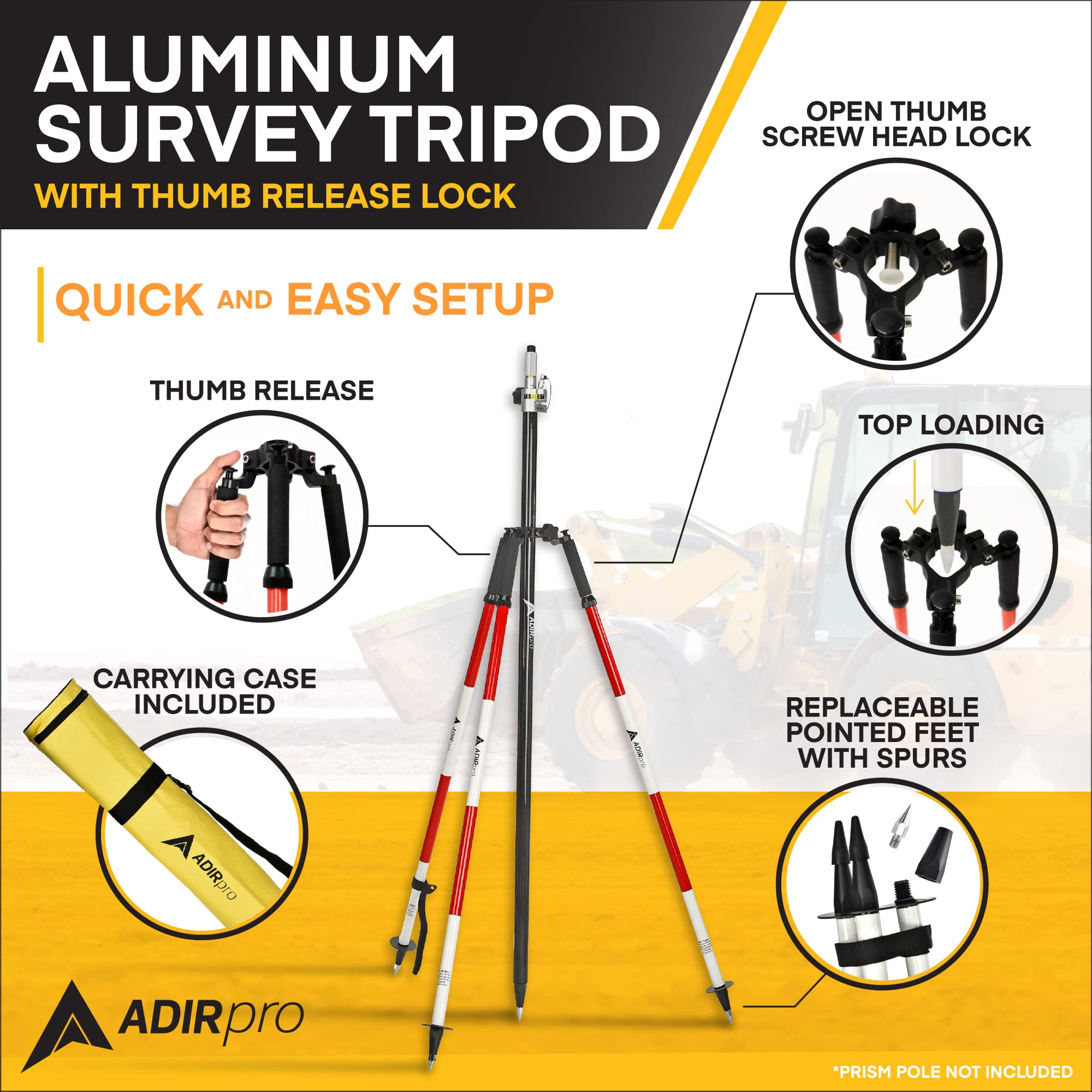 Snapklik.com : AdirPro Prism Pole Tripod Aluminum Range Pole Tripod Use ...